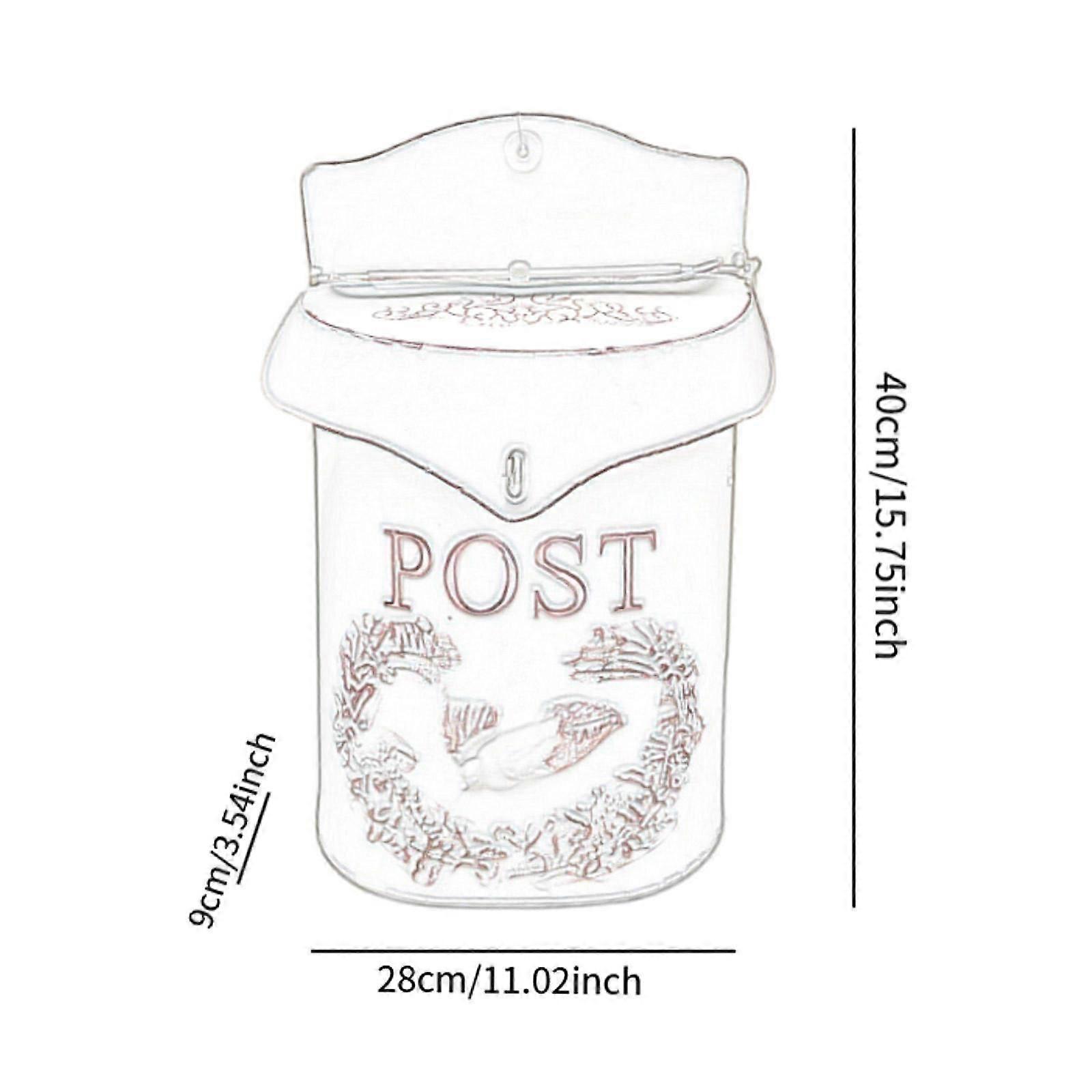 Shabby Chic Mailbox Residential Letter Box Catcher Iron Wall Mounted ...