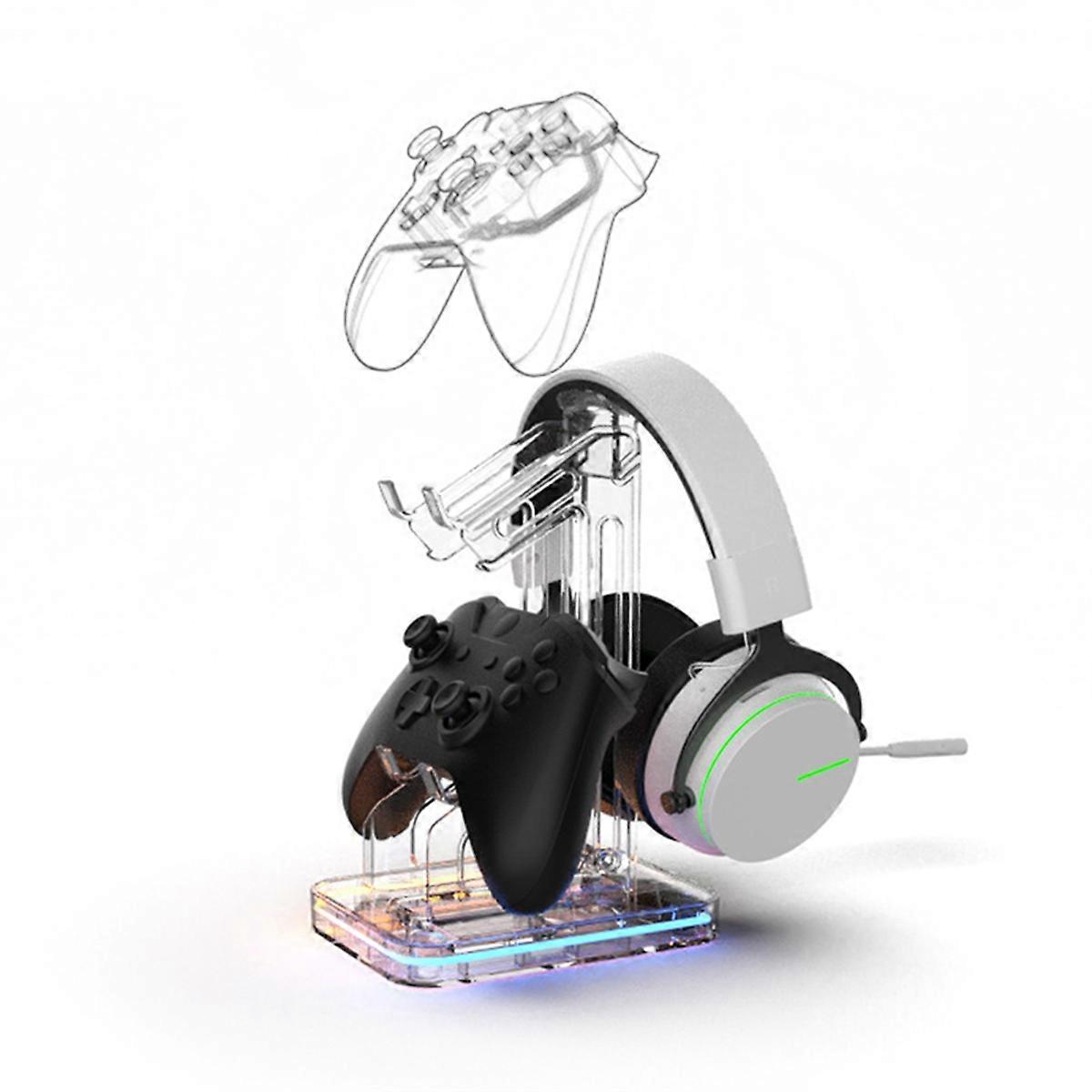 Dual Game Controller Holder RGB Acrylic Gamepad Desktop Stand Headphone ...