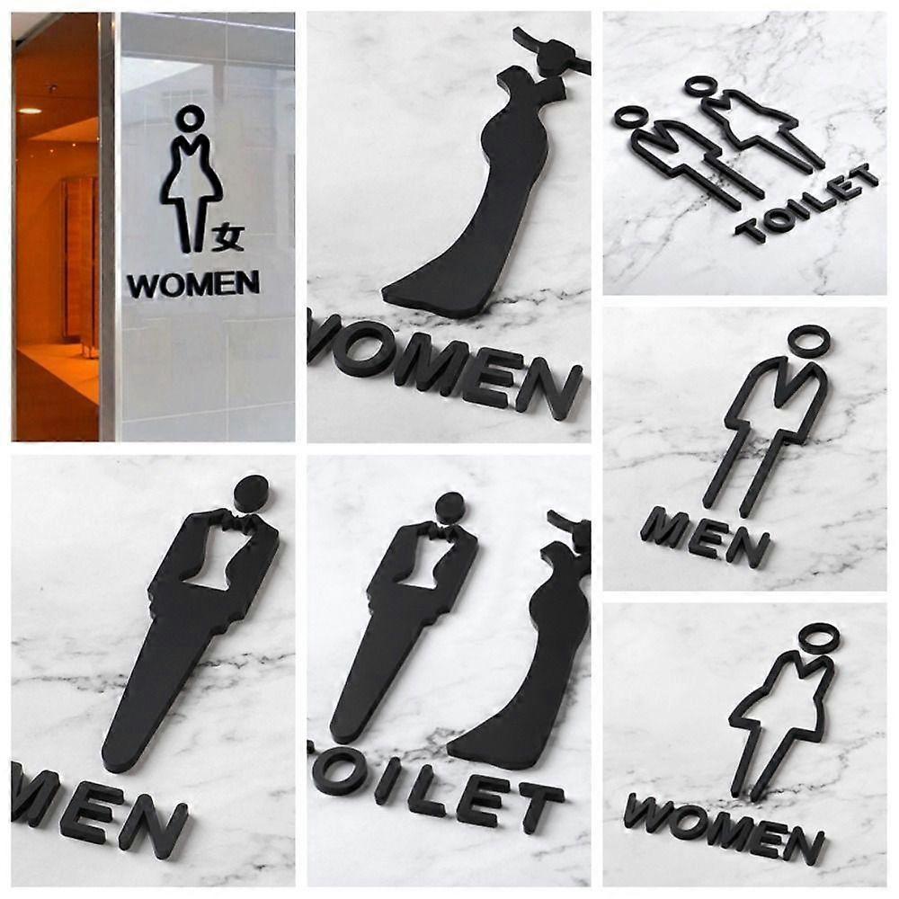 Black Wc Signage 3D WC Plaque Address Plates Men Women Toilet Signs ...