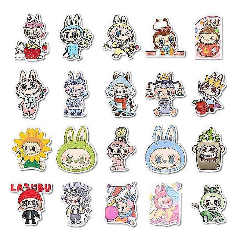 80pcs Labubu Monster Cartoon Waterproof Stickers Pack Cute Water Bottle ...