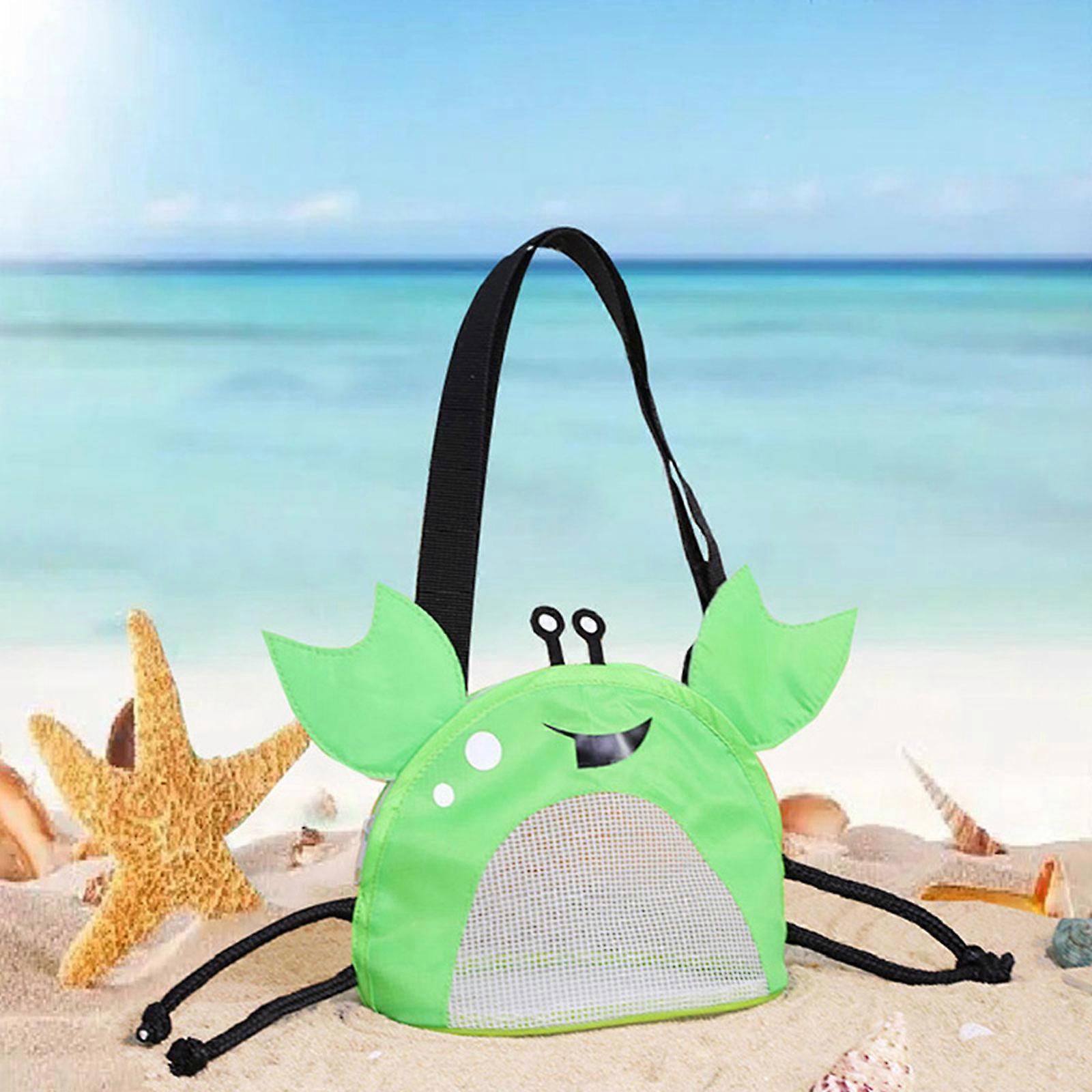 Beach Toy Shell Bags for Kids Cute Crab Shape Colorful Mesh Beach Bag ...