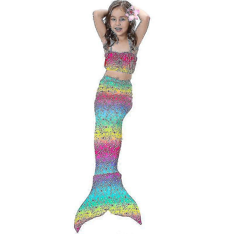 Kids Girls Mermaid Tail Bikini Set Beach Swimsuit Costume | Fruugo UK