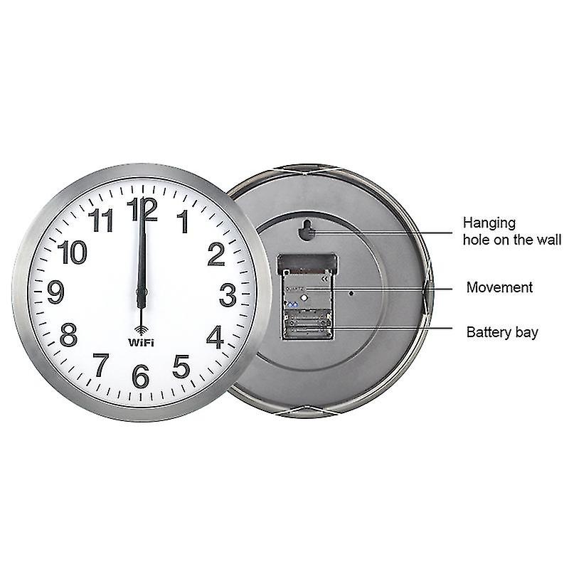 Automatic Time Synchronization Wifi Wall Clock, Size:12 Inch | Fruugo UK