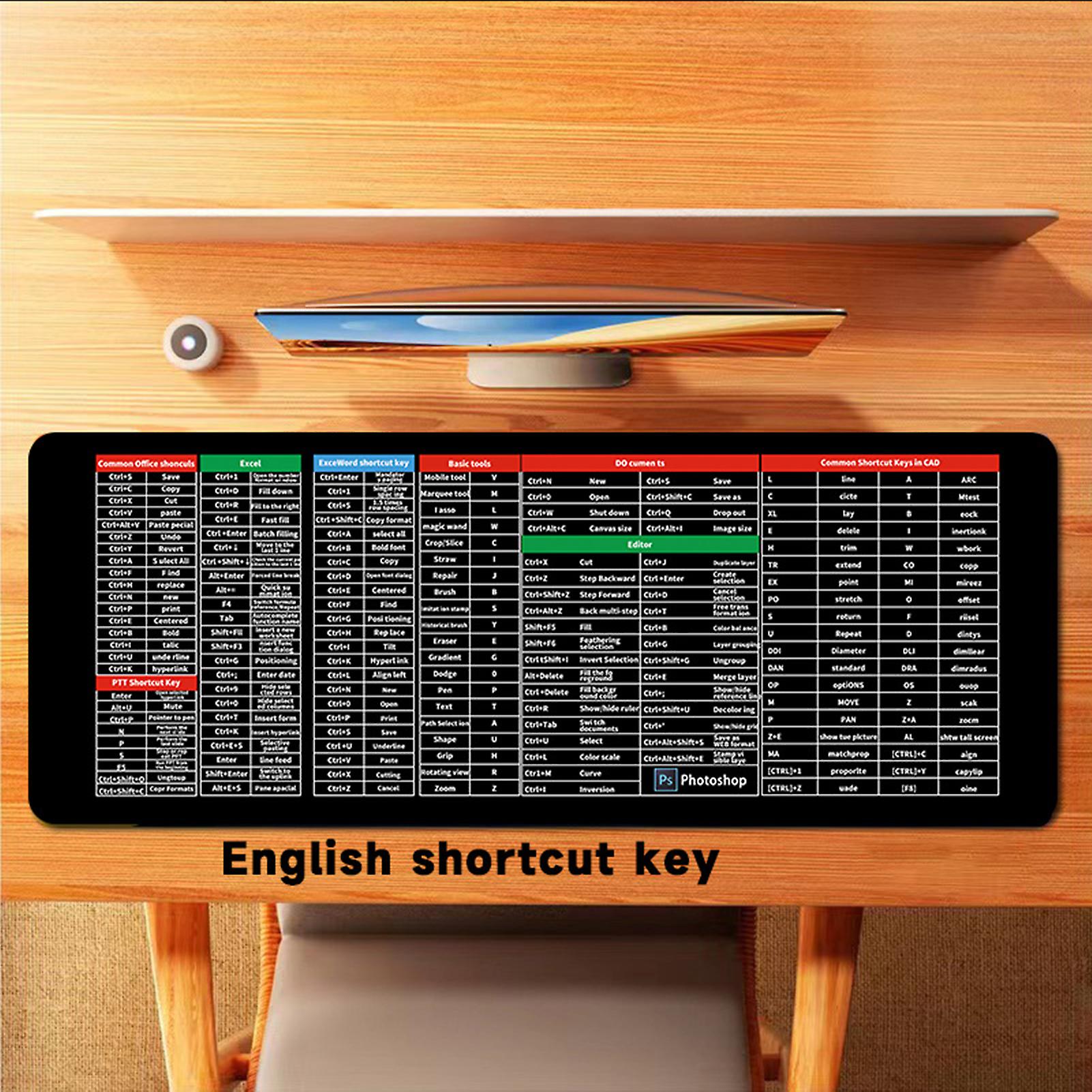 Mouse Pad Keyboard Shortcuts Print Large Mouse Mat Quick Key Super ...
