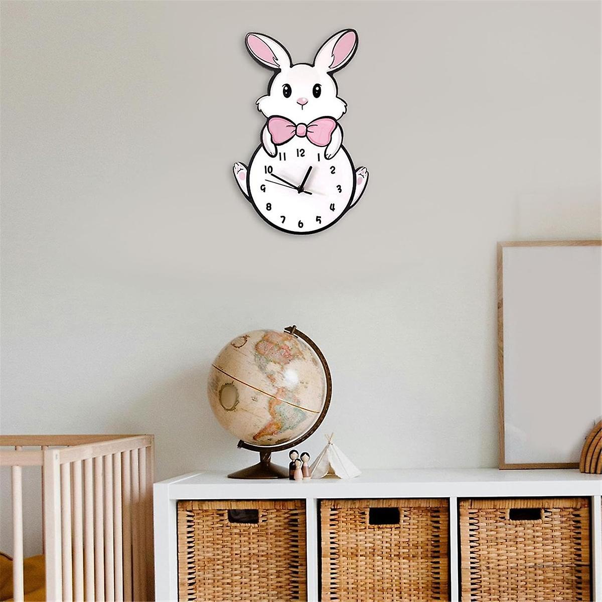 Kids Wall Clock Battery Operated,Silent Non Ticking Cat Wall Clock ...