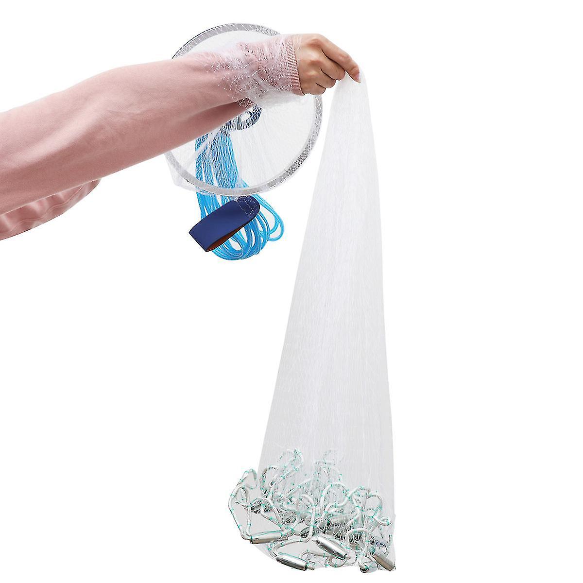 3.6m Fishing Cast Net Bait Easy Throw Hand Strong Nylon Mesh And Sinker ...