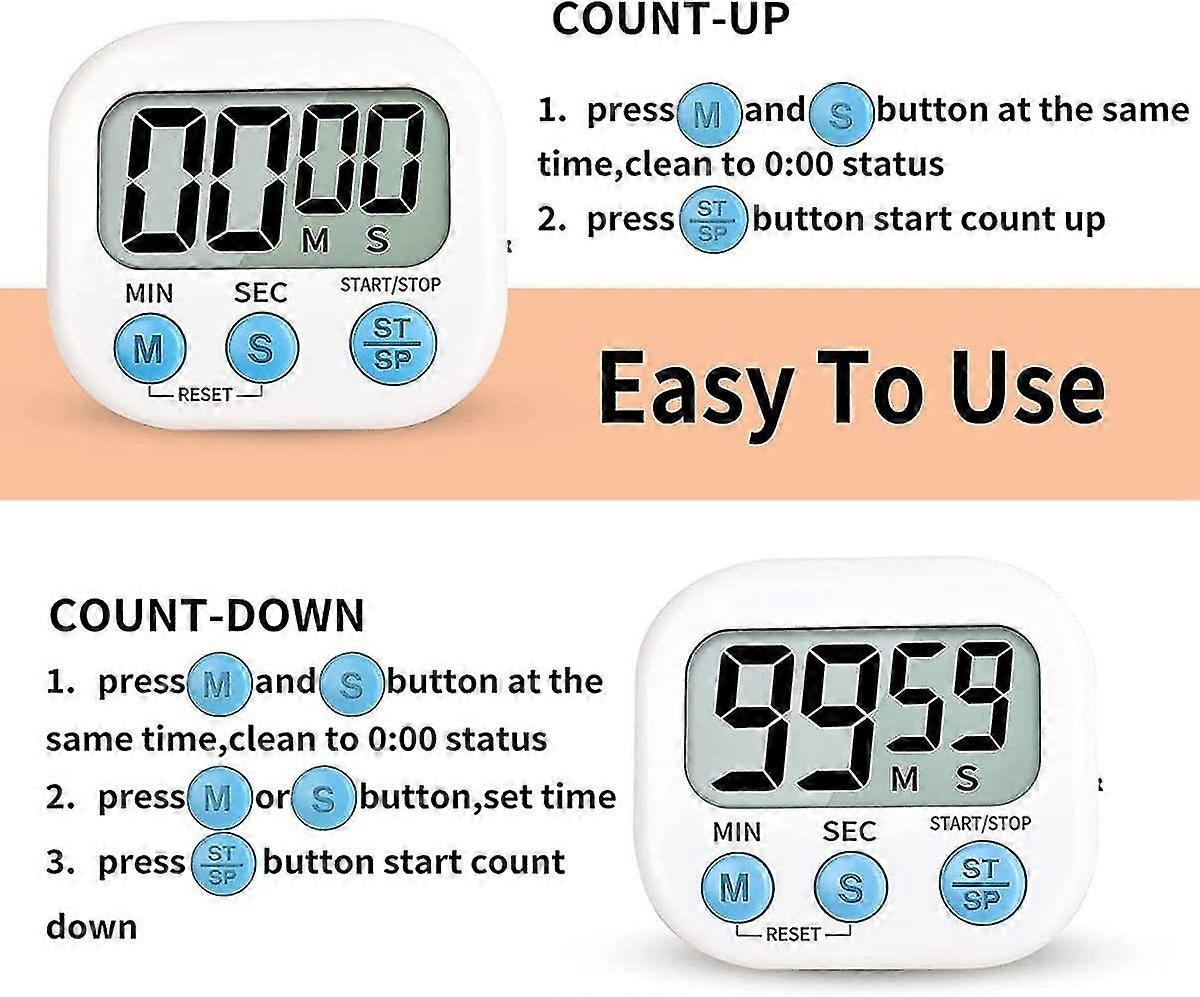 Digital Kitchen Timer With Large Digits, Loud Alarm, Magnetic Back ...