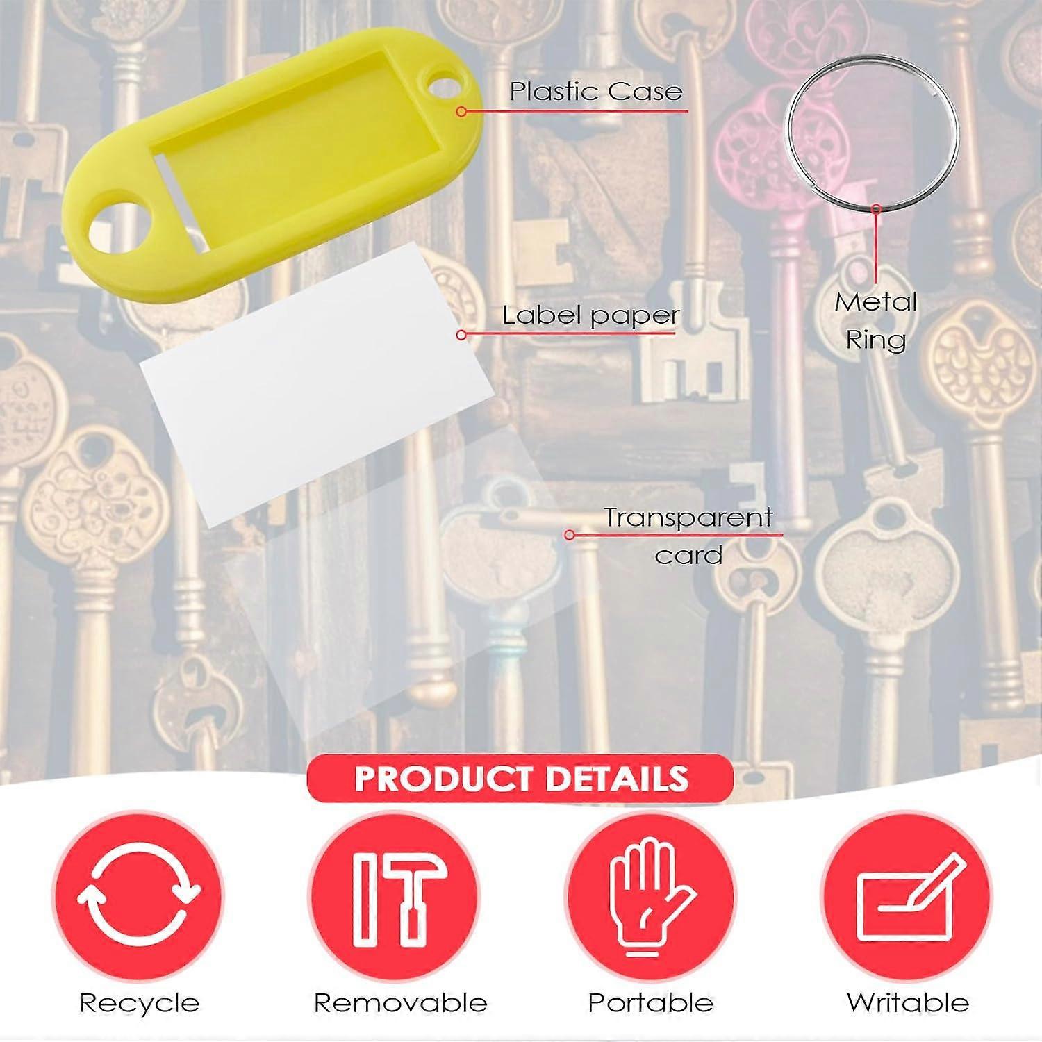 100 Pieces Key Rings, Plastic Key Tags, Writable Colored Key Rings in ...