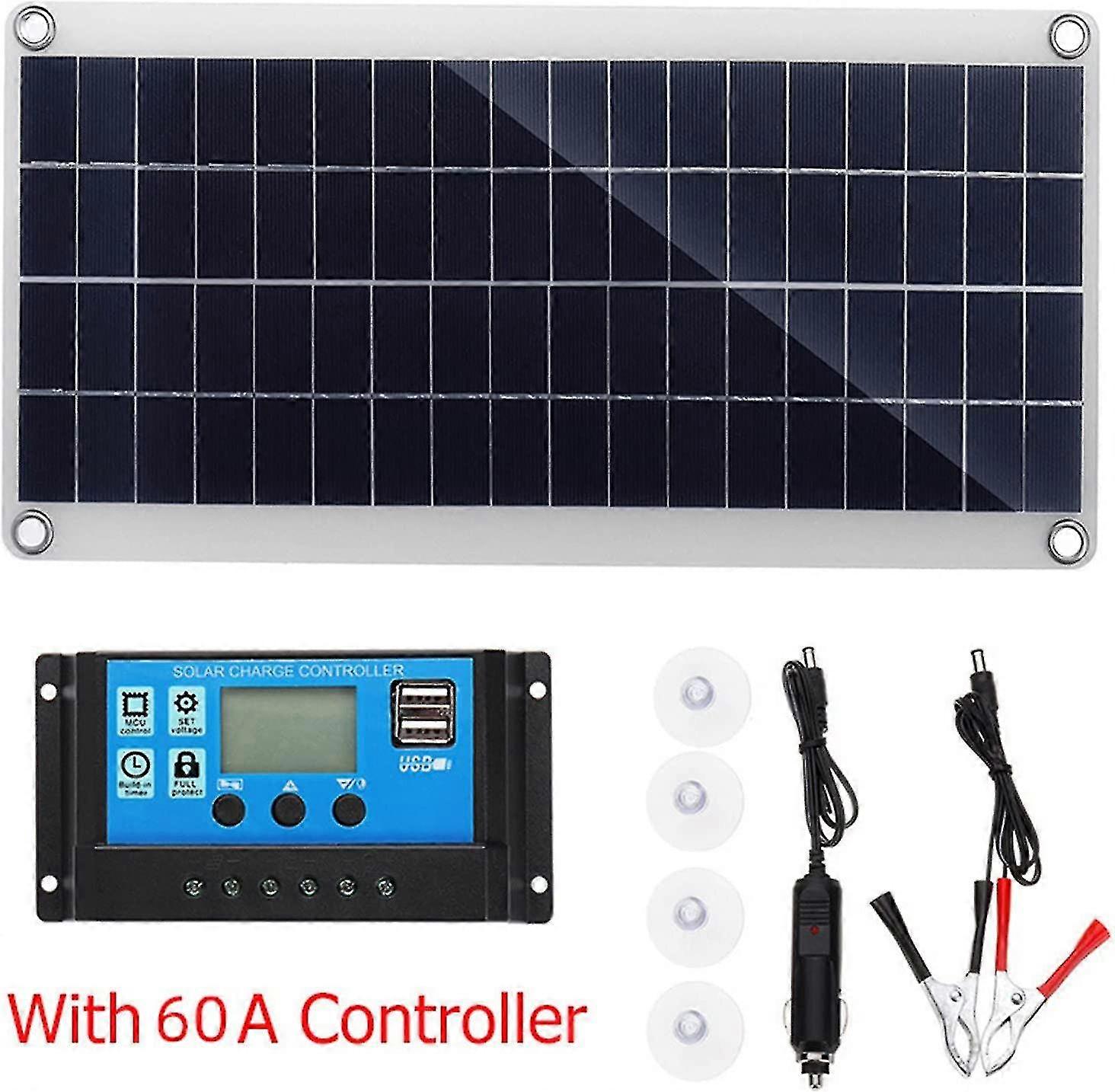 300w 12v solpanel, solpanelsats, batteriladdare kit med 60a ...