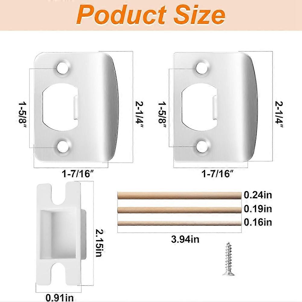 4 Pack Door Latch Strike Plate-Stainless Steel Door Lock Strike Plate ...