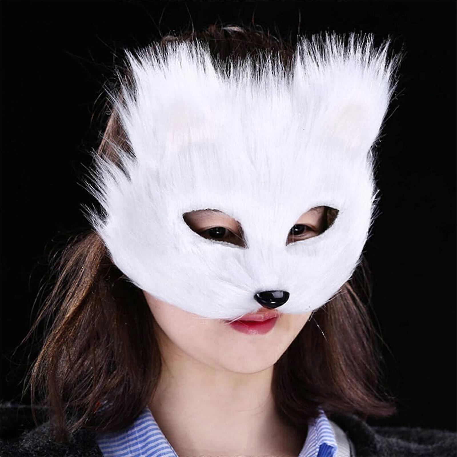 Cosplay Mask Hallween Animal Mask Fox Mask Half Face Animal Furry Fox ...