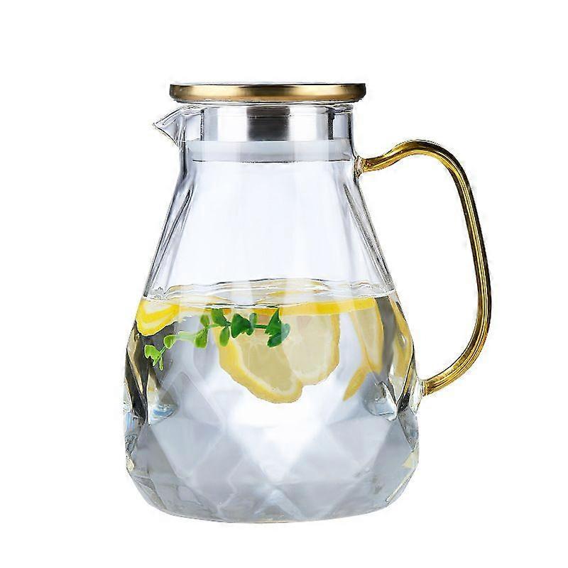 Glass water pitcher, 2.2 liter / 74 oz glass pitcher with sealed lid ...