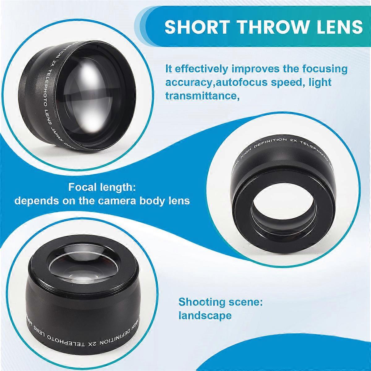 58mm 2X Telephoto Lens Tele Converter for Canon Nikon Sony Pentax 18 ...