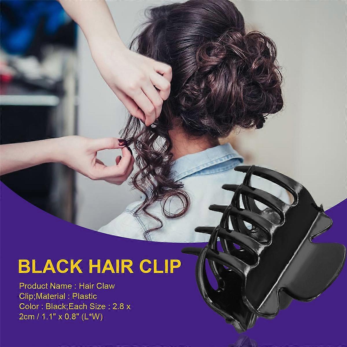 12 Pcs 1.1" Long Black Plastic Mini Hairpin 10 Claws Hair Clip Clamp ...