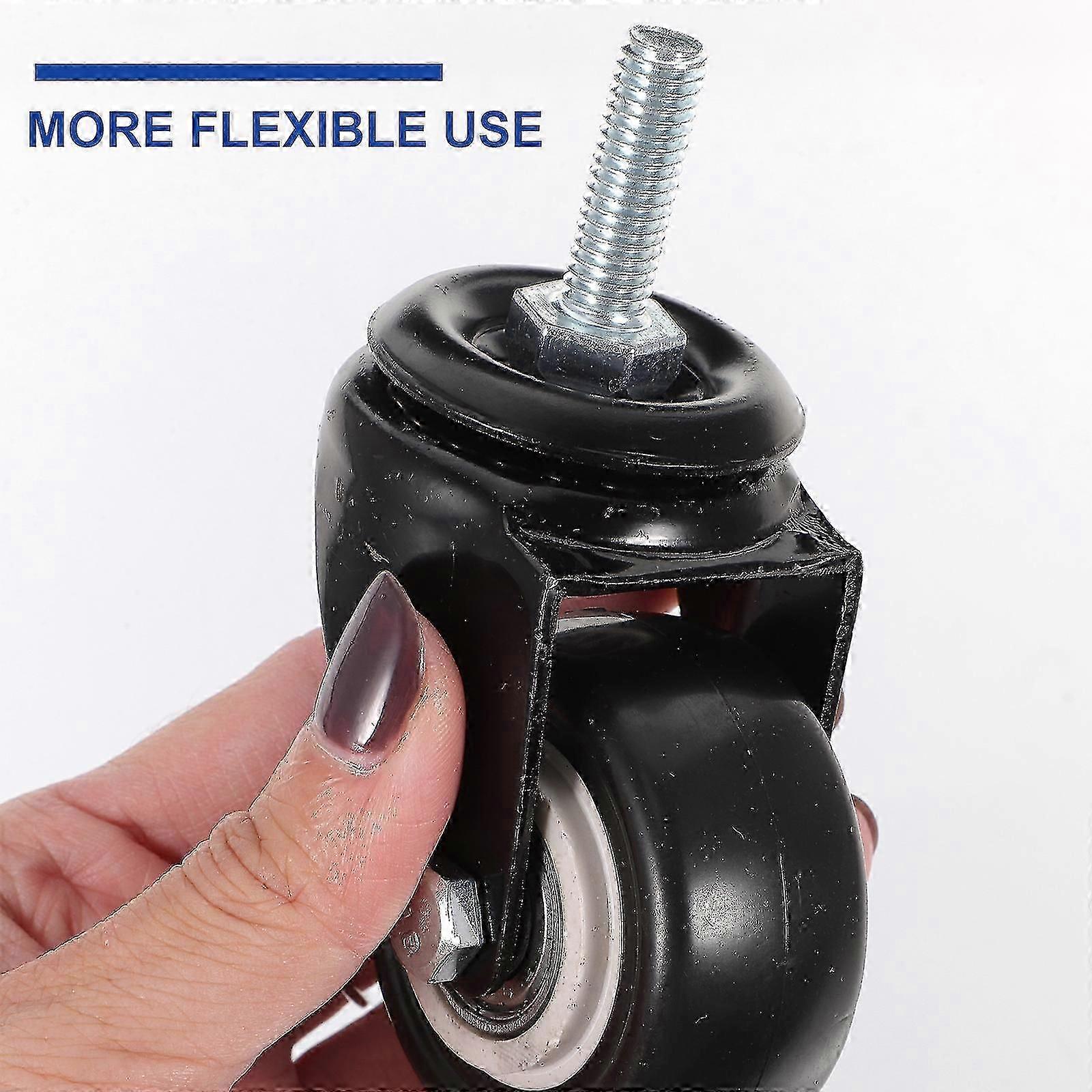 4 Pcs Office Chair Caster Wheels M8 Stem Caster Wheels Swivel Flat ...