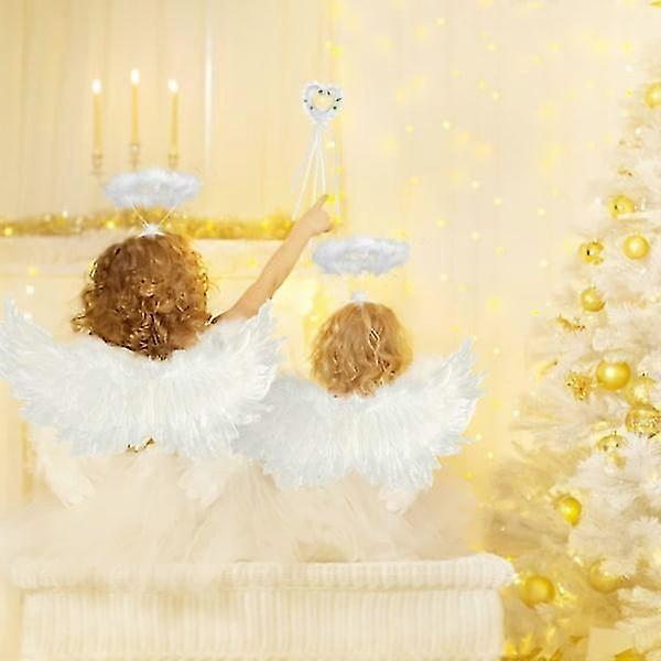 Angel Wings and Halo, White Angel Wings Fallen Angel Wings Halloween ...