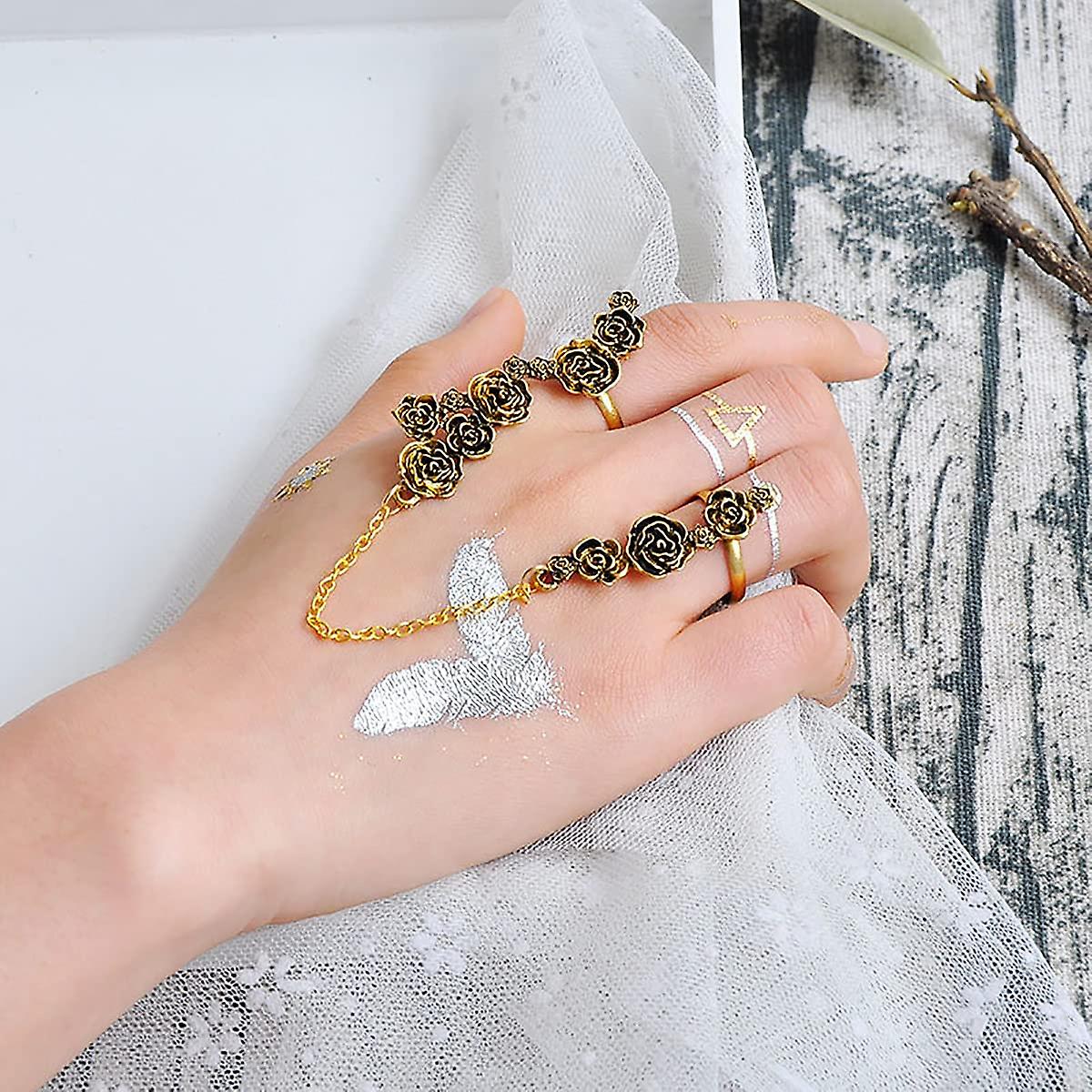 Vintage Knuckle Chain Rings Stackable Finger Rings Double Refers Rings ...