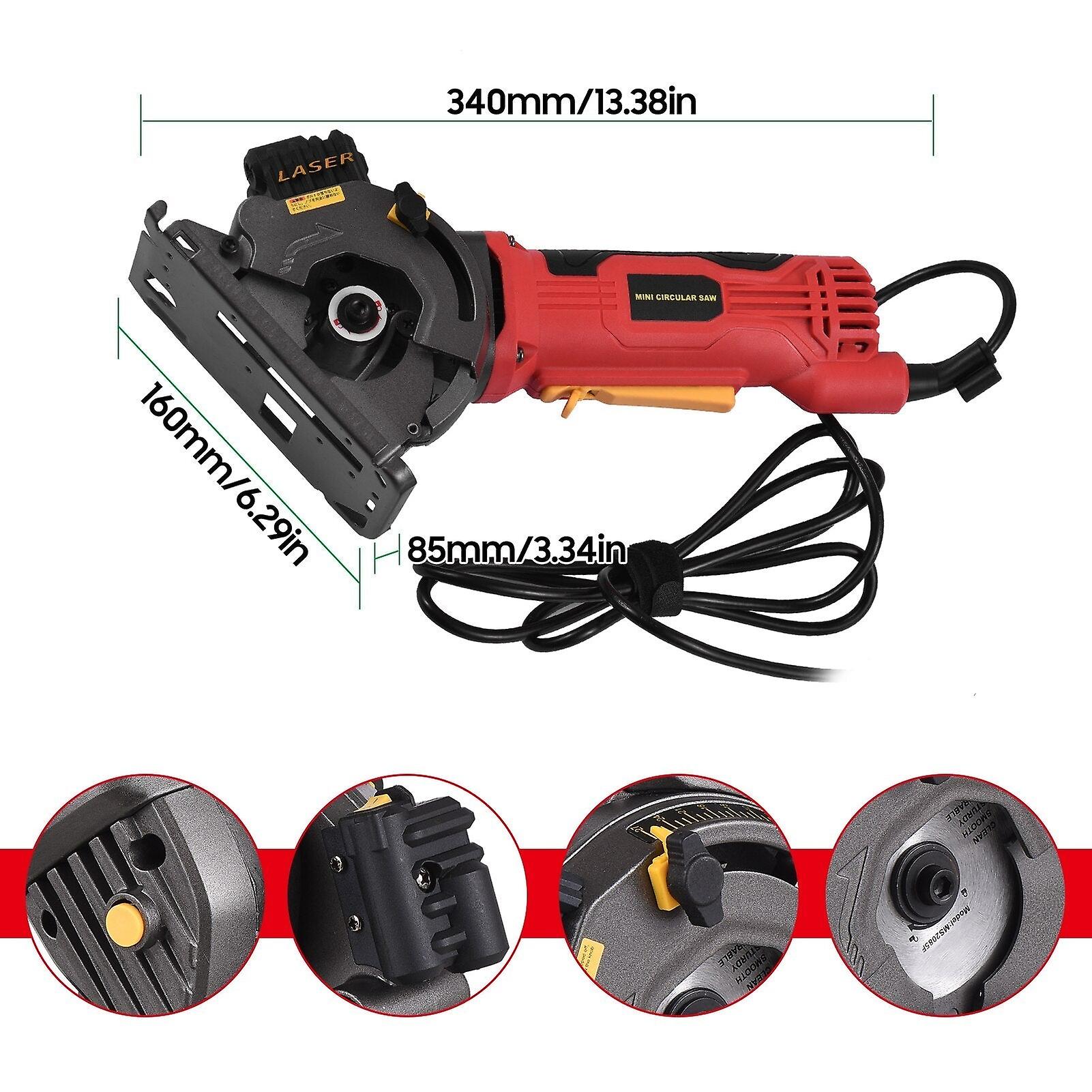 Mini Circular Saw 4.8amp 3700rpm With Laser Guide Scale Ruler Vacuum ...