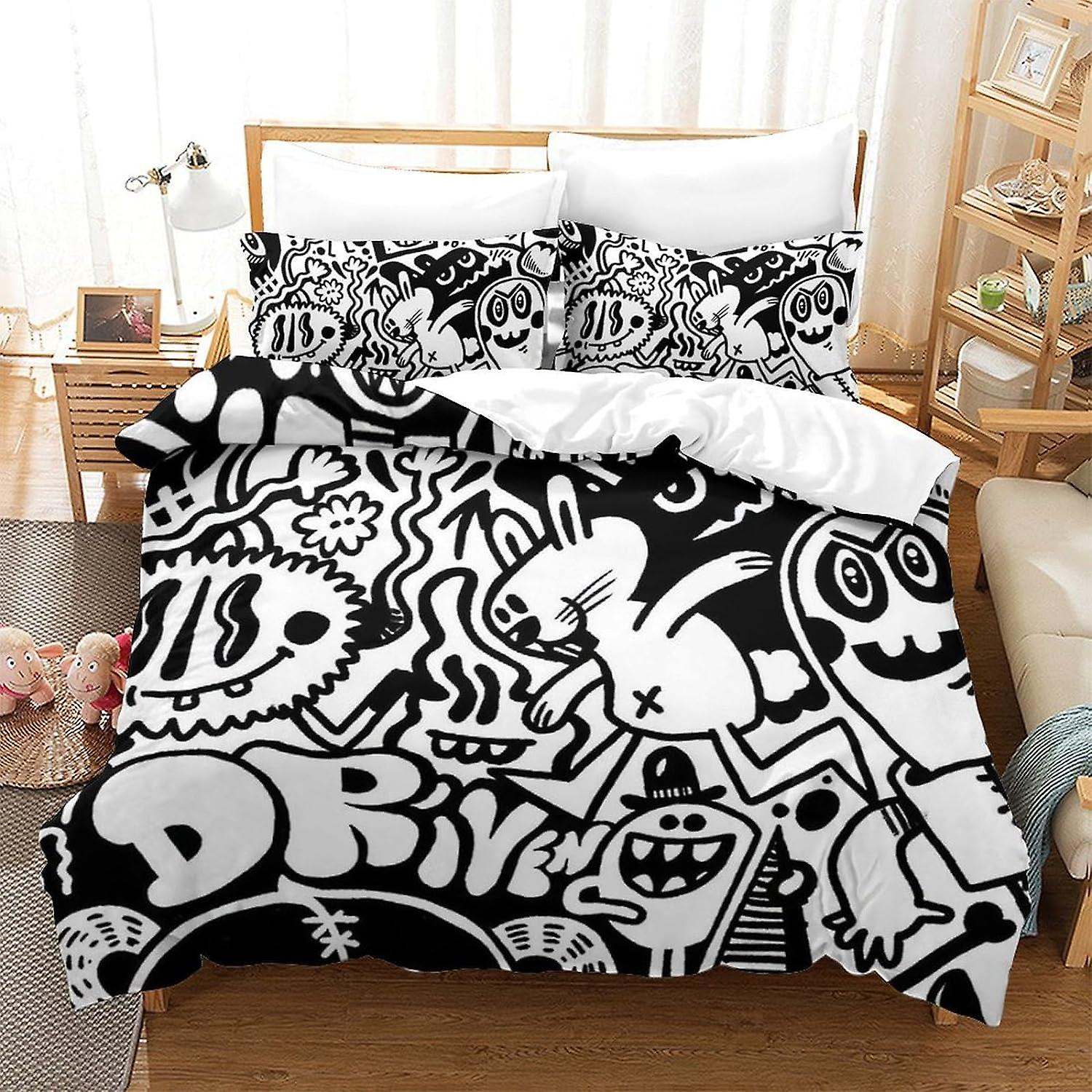 ARIJORJA Cartoon Duvet Cover Set 3D Graffiti Pattern Printe Bedding ...