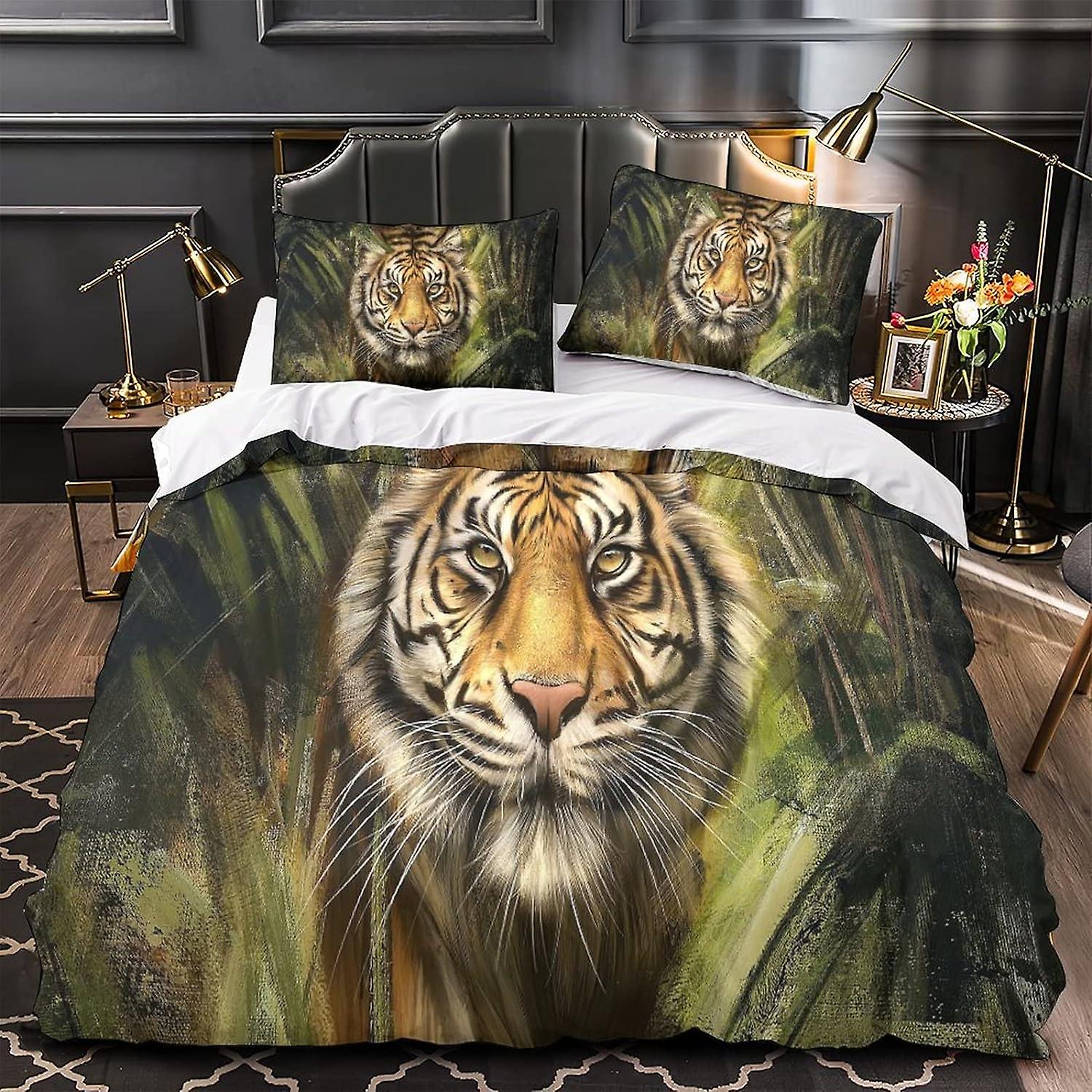 Animal Tiger Bedding Duvet Cover Set Tiger 3D Printed Duvet Bedspreads ...