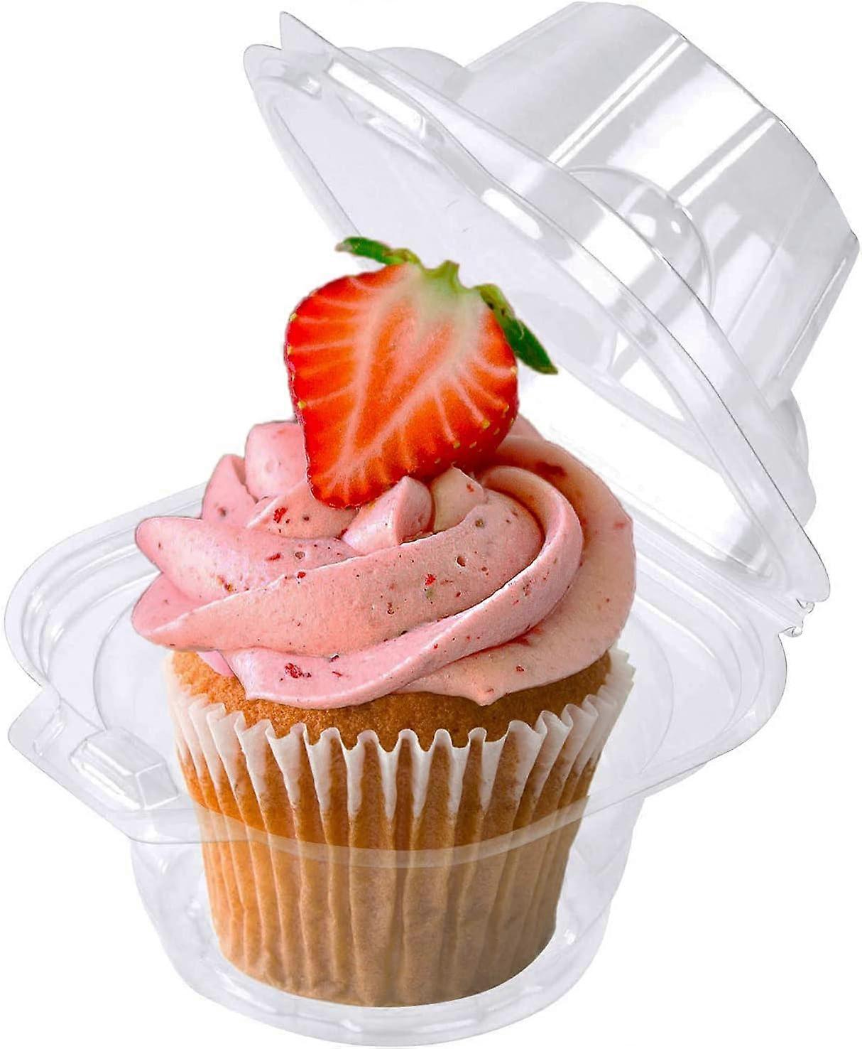 50 Pack Individual Cupcake Containers Plastic Cupcake Boxes Cupcake ...