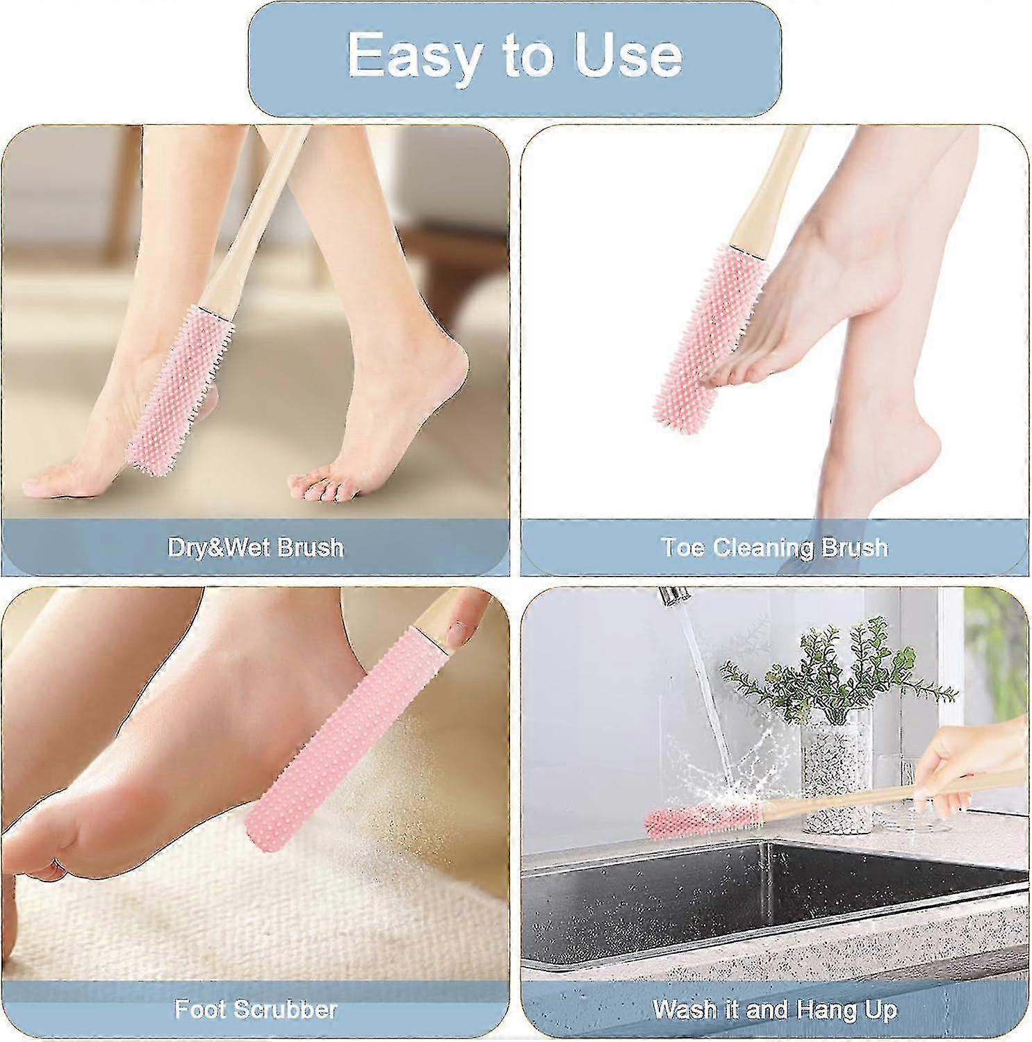 Toe Cleaning Brush,Foot Scrubber in Shower Long- Handled Toe Lotion ...