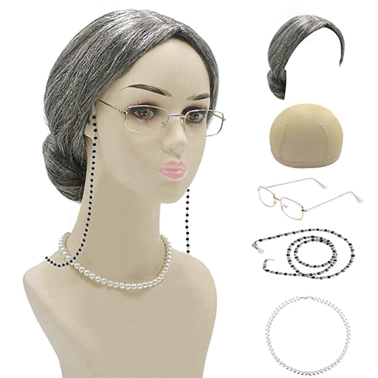 Novelty Granny Costume for Kids - 5 Pc Set for Grandma Cosplay on 100th ...