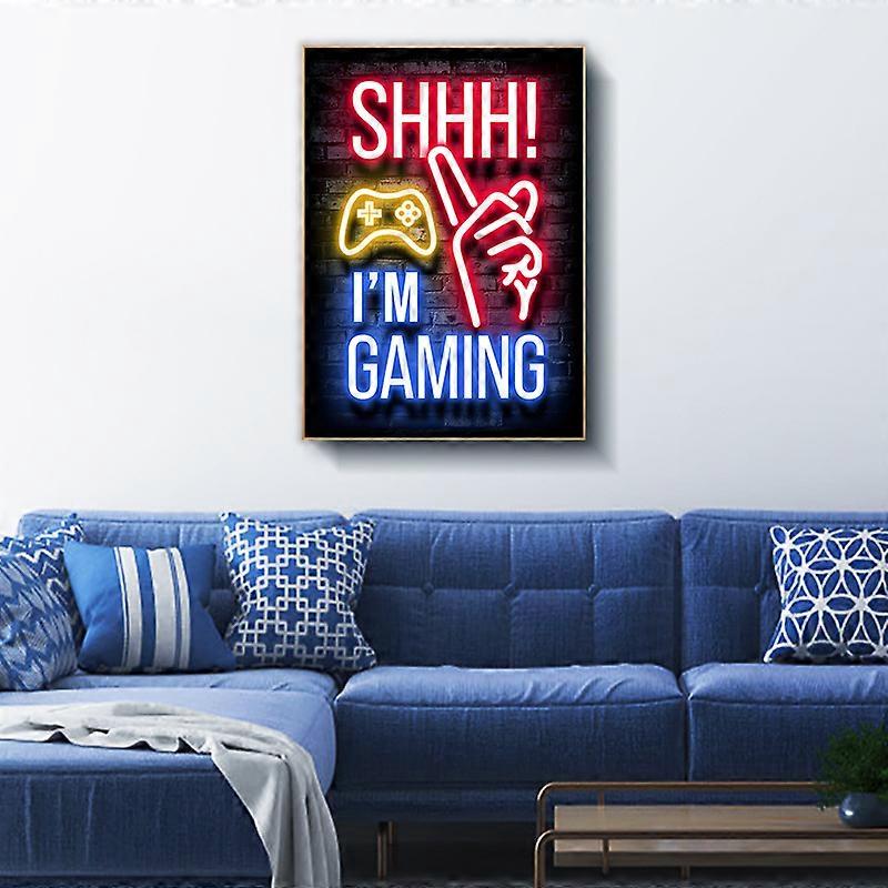 Vintage Game Tin Signs with Neon Effect - Game Room Metal Signs Gaming ...