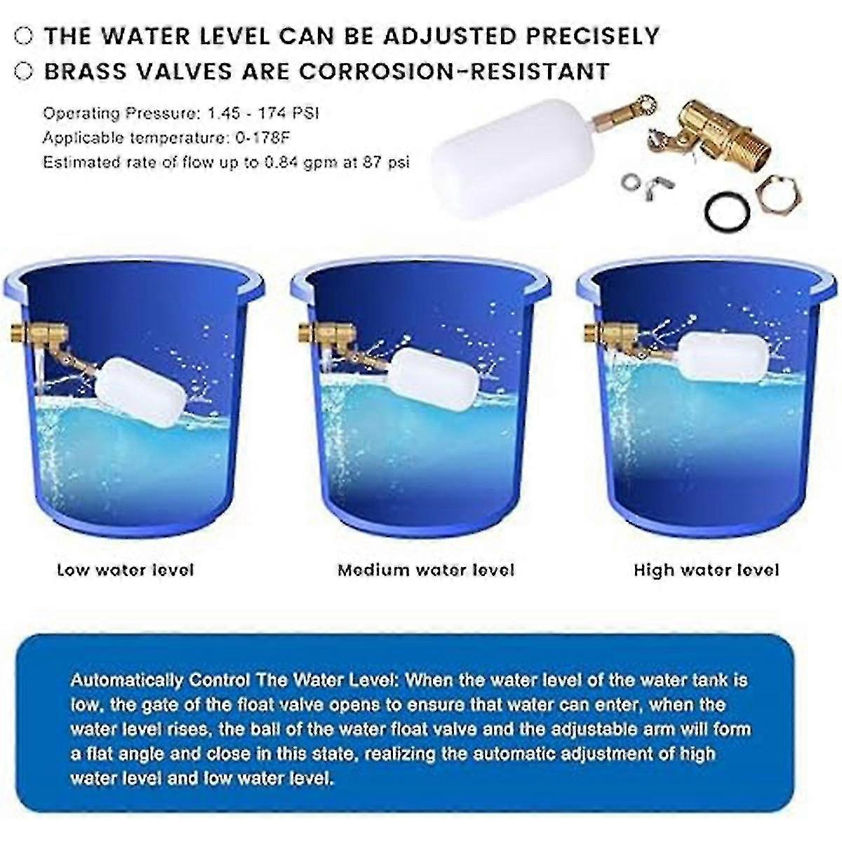 1/2 Inch Float Valve, Water Float Valve For Pond Float Valve Shutoff ...