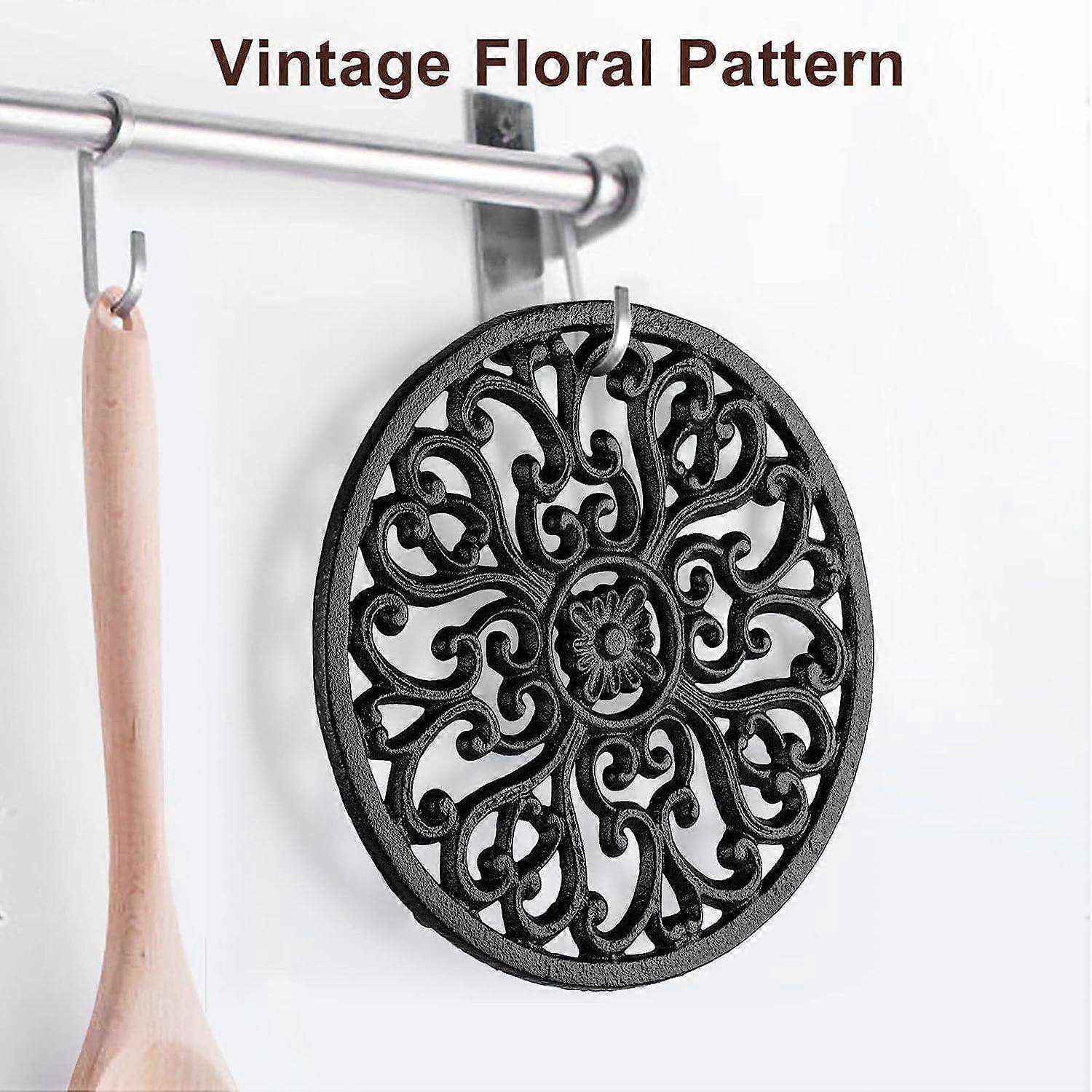 Cast Iron Trivet for Kitchen Table Hot Pots, Heat Resistant Metal ...