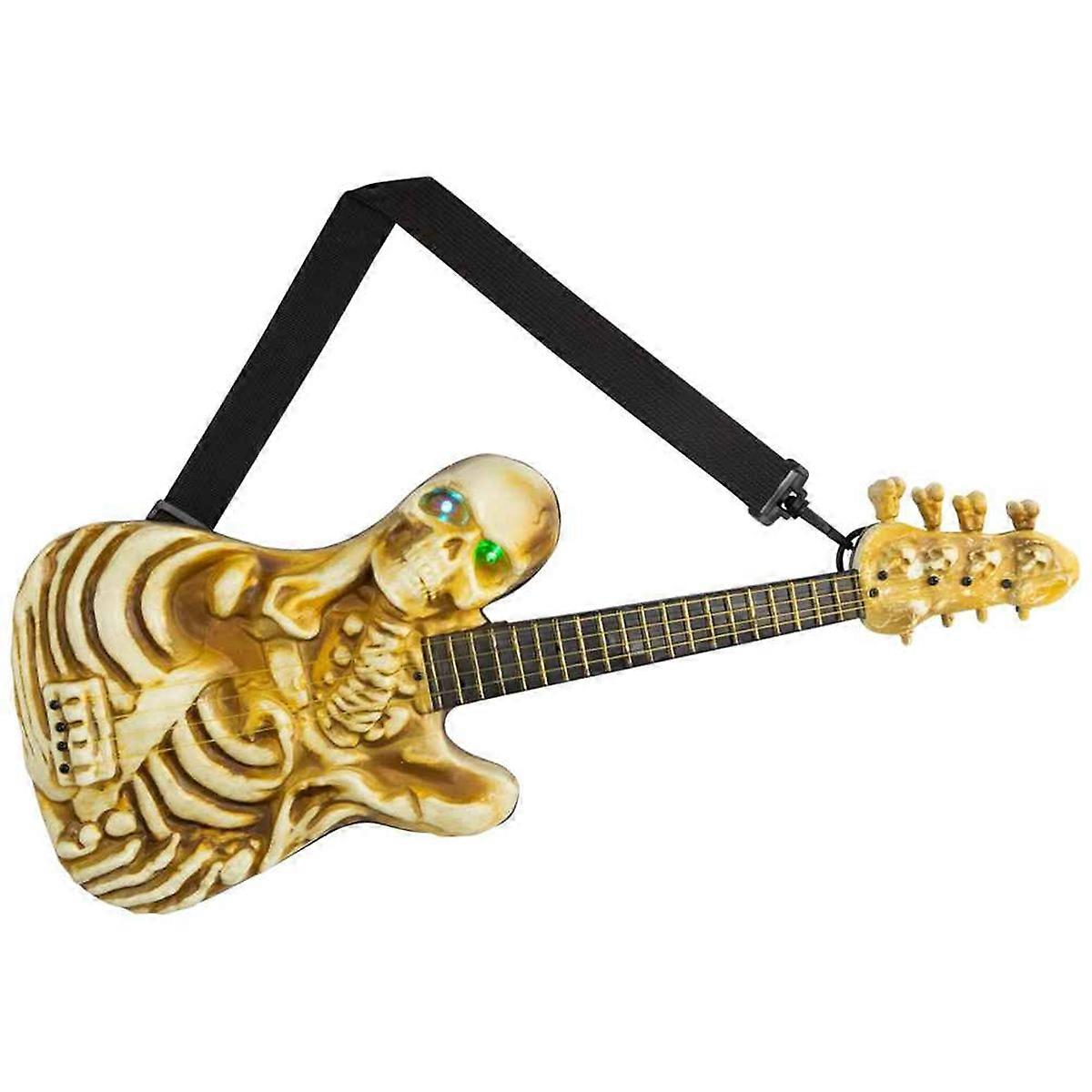Lighted Rockin' Skeleton Guitar with Sound Halloween Decoration ...