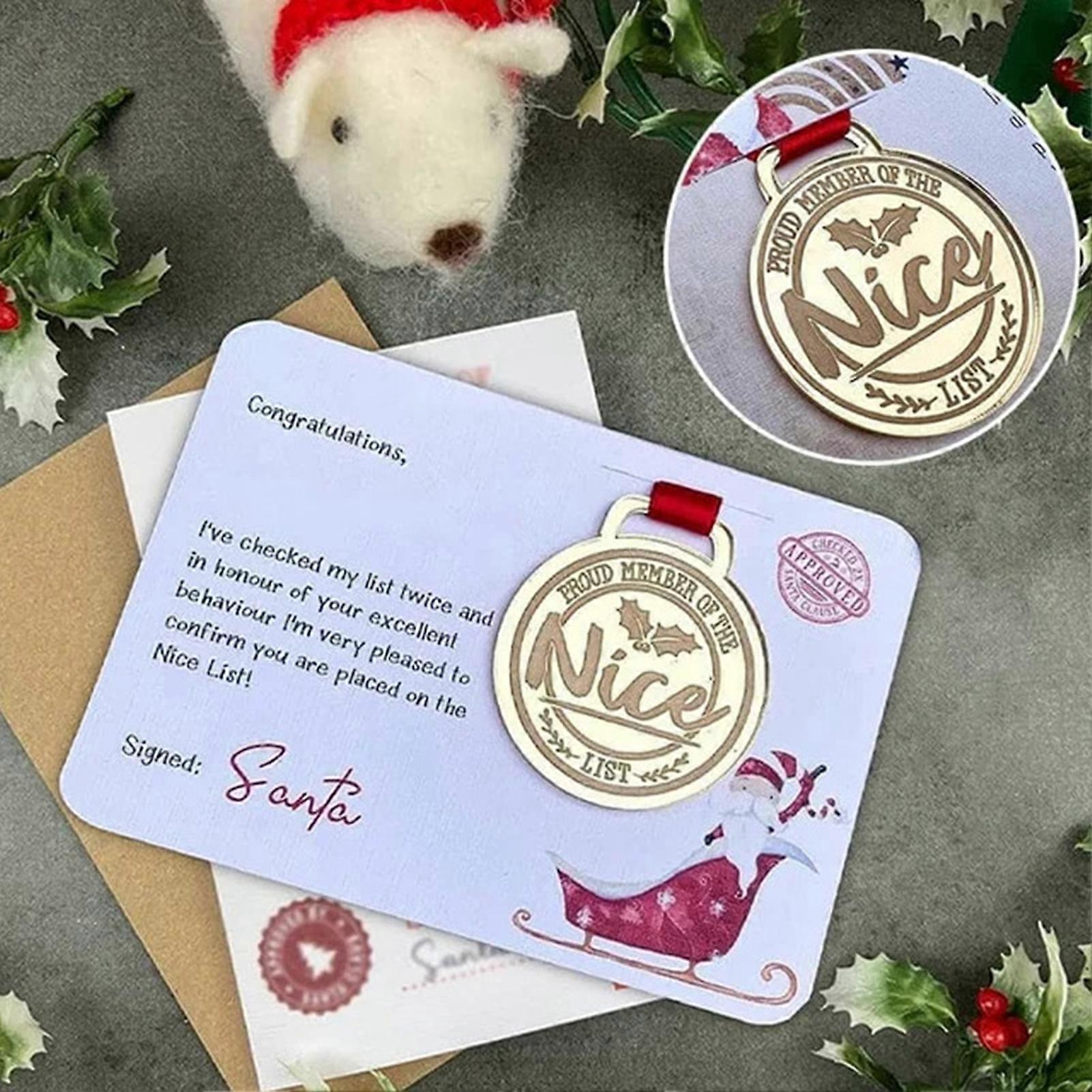 1/2Pcs Christmas Eve Nice List Medal Greeting Card Nativity Christmas ...