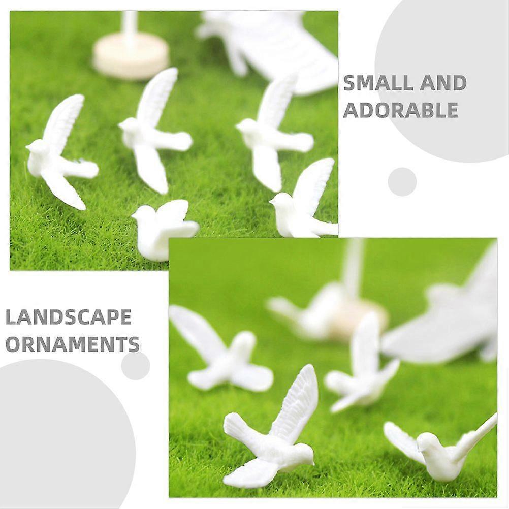 6 Pcs Miniature Resin Birds Figurine Tiny White Dove Simulation Birds ...