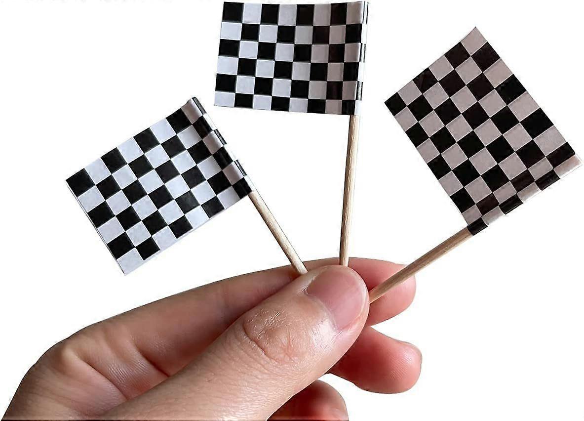 100 PCS Cupcake -Checked Racing Toothpick Flag -Race Car Cake Party ...