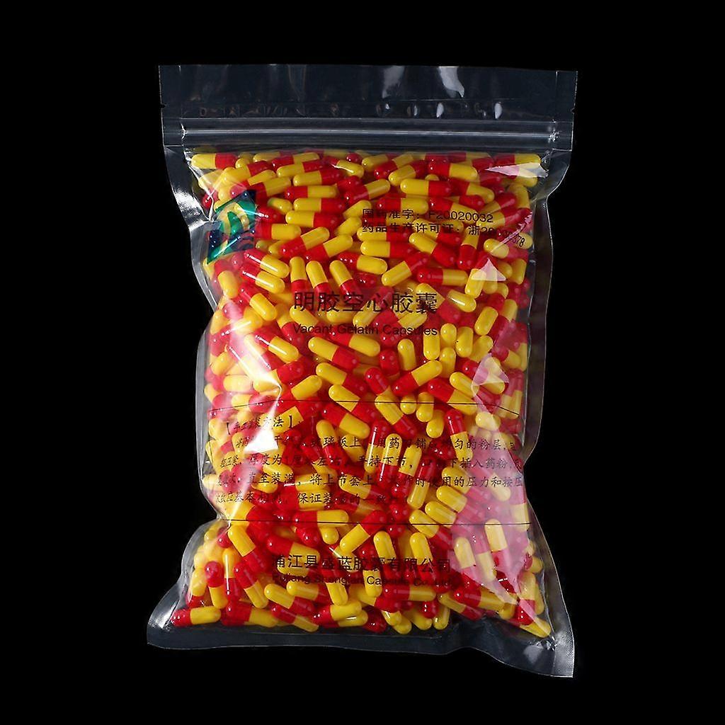 1000Pcs Red and Yellow Empty Hard Gelatin Capsule Size 0# Medicine for ...