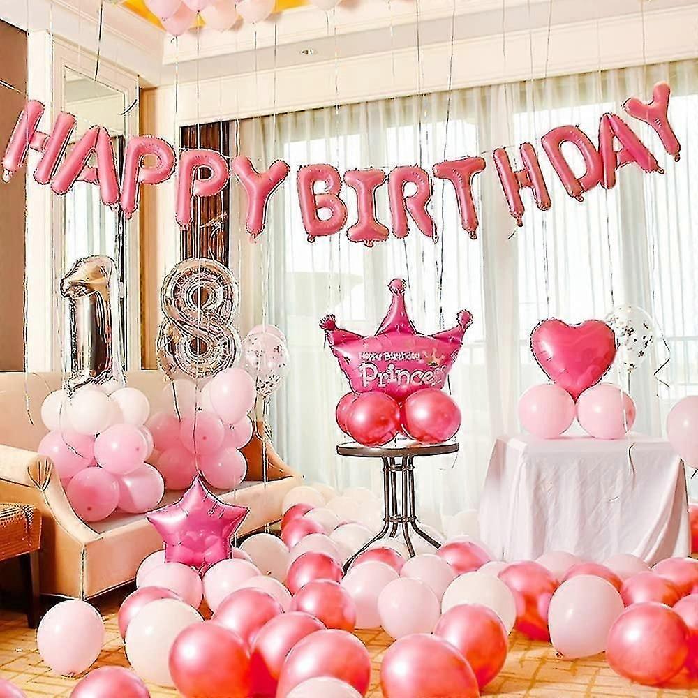 Happy Birthday Balloon Pink Banner / Pink Happy Birthday Banner / Pink Happy Birthday Balloon ...
