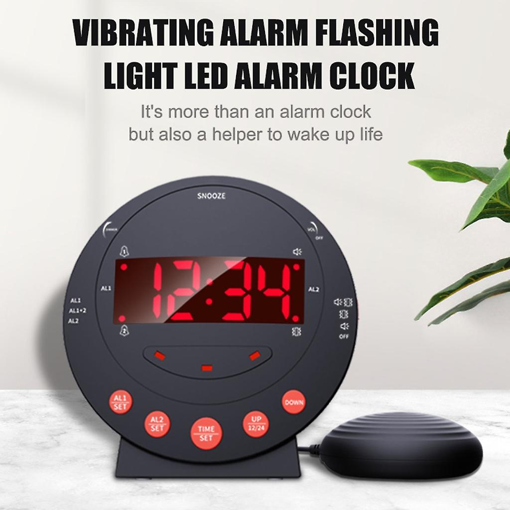 Super Loud Alarm Clock with Bed Shaker Large LED Display USB Charging ...