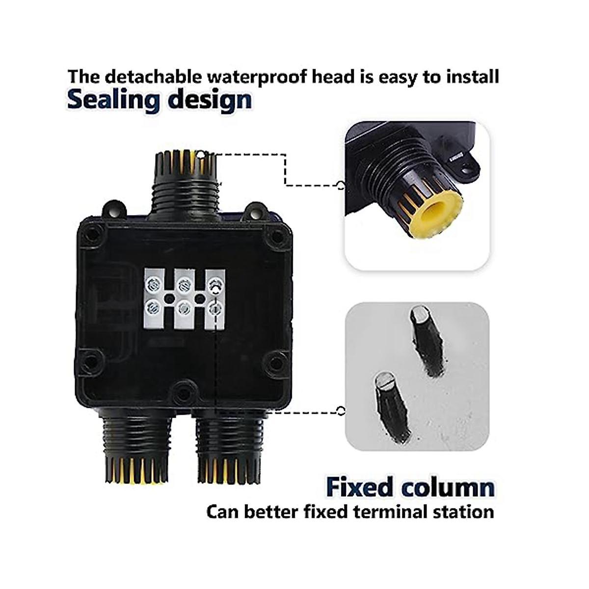 4Pcs Waterproof Junction Box 3 Way, IP68 External Waterproof Electrical ...