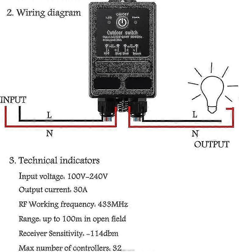 IP65 Waterproof Wireless Remote Switch, AC 110V/220V/230V/240V RF ...