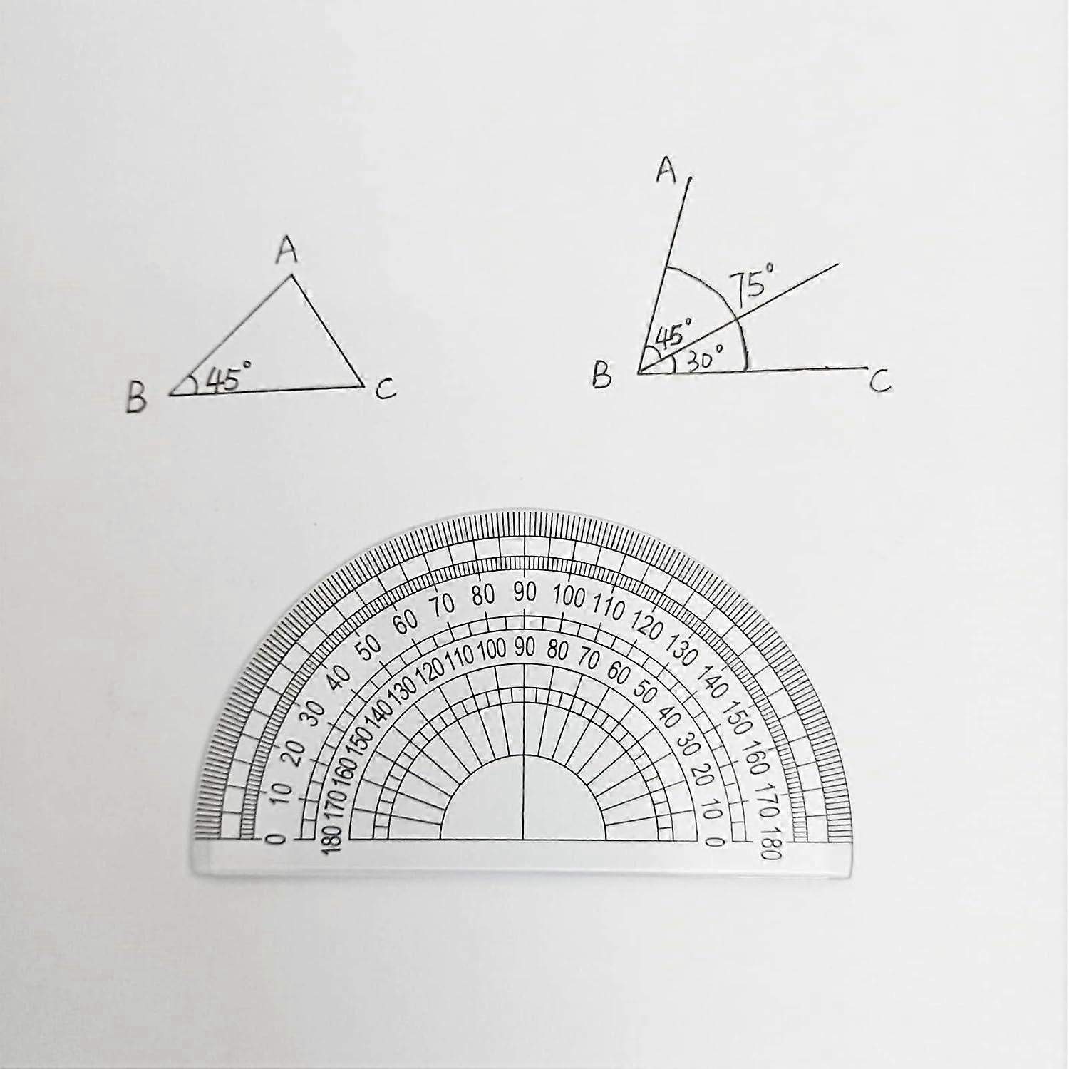 3pcs Clear Plastic Geometry Protractor 180 Degrees Ruler Protractors 4 ...