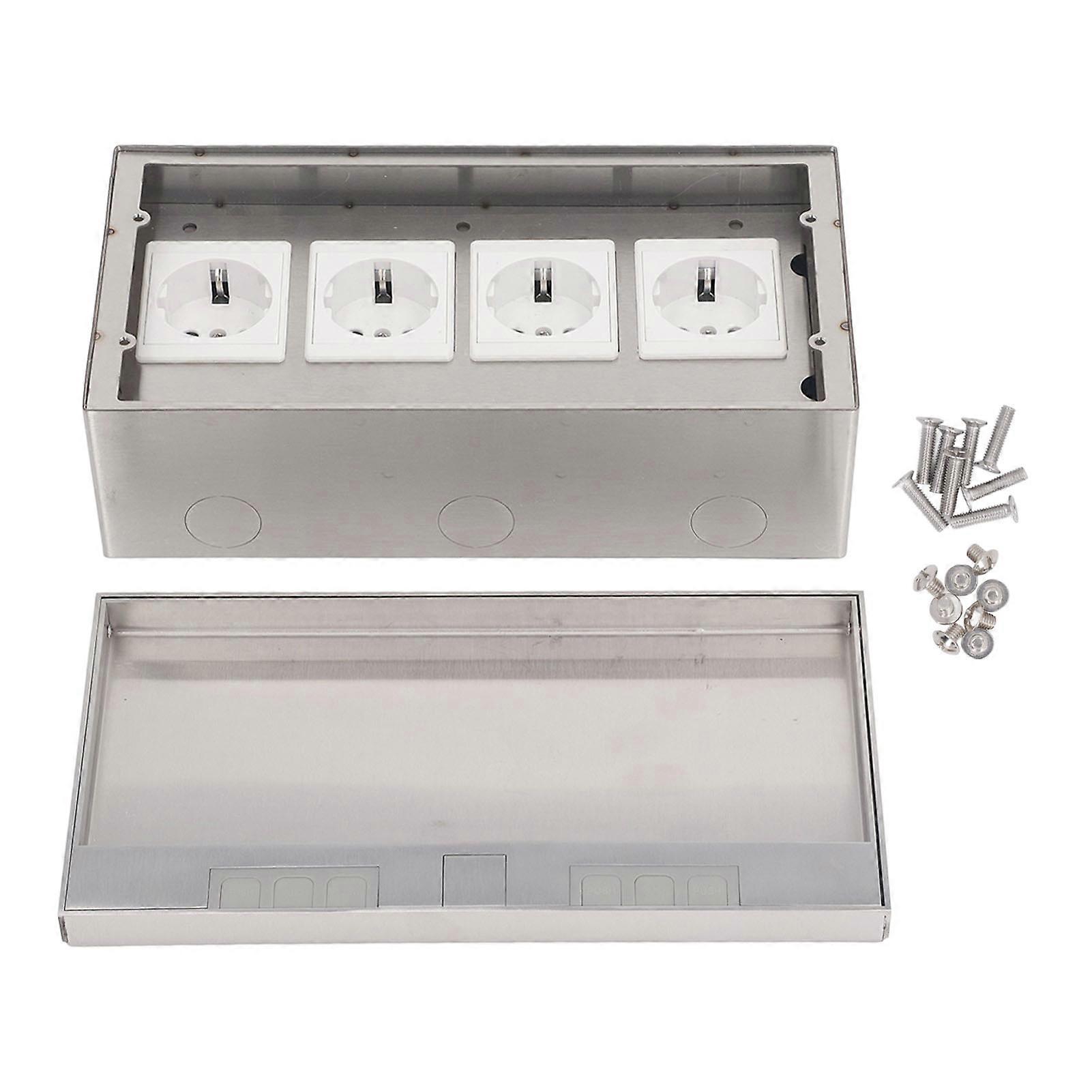 Floor Power Socket 4 Standard Outlets Stainless Steel Concealed ...