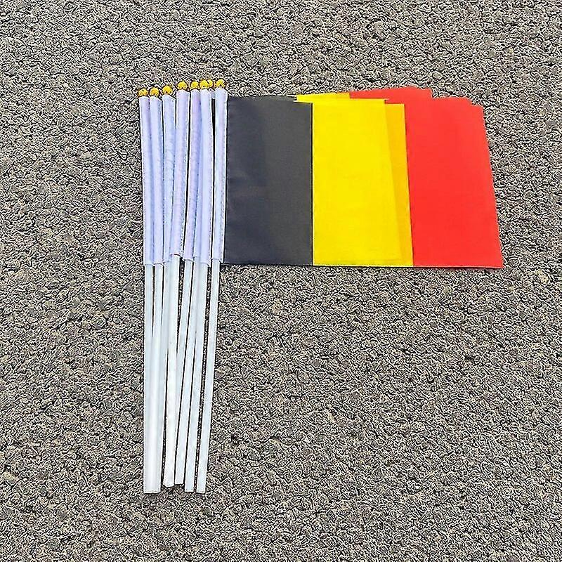 100pcs 14*21cm Belgica Bandera Belgium Hand Flag With Flagpole 8 ...
