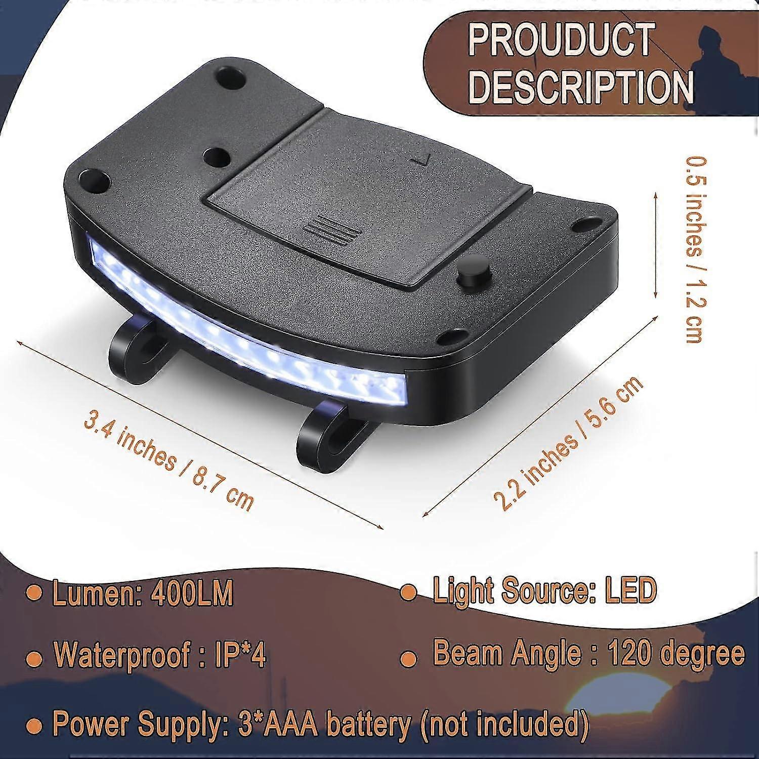 5 Pack Clip Headlamps LED Rotatable Cap Hat Clip Light Waterproof Hat ...