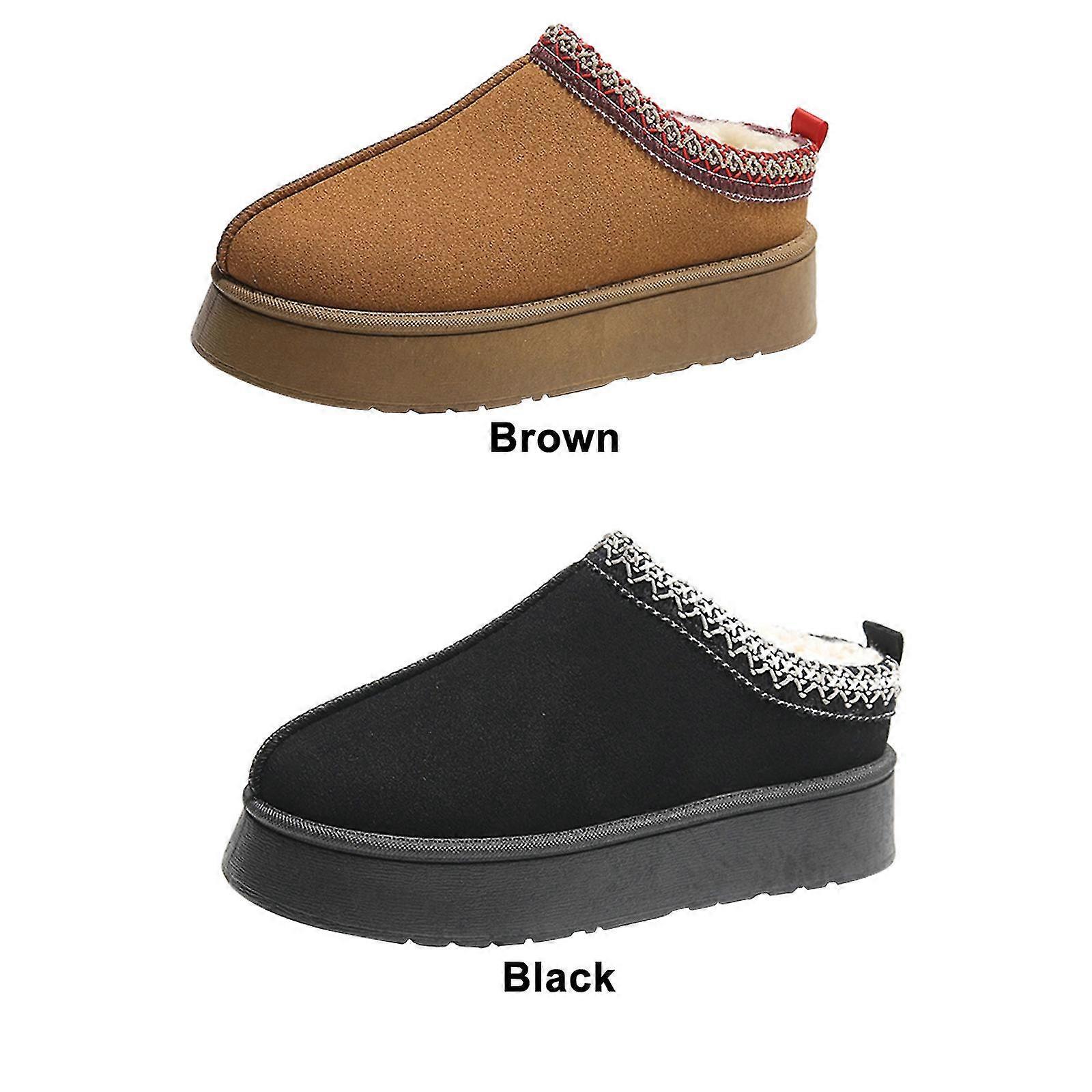 Women's Slippers Platform Mini Boots Short Ankle Boot Fur Fleece Lined ...