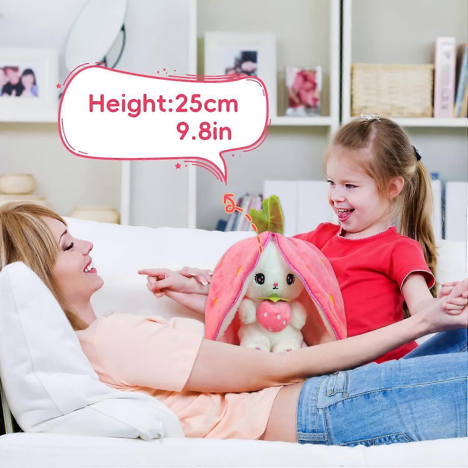 Bunny Stuffed Animal Reversible Cuddle Bunny Stuffed Pillow, Strawberry ...