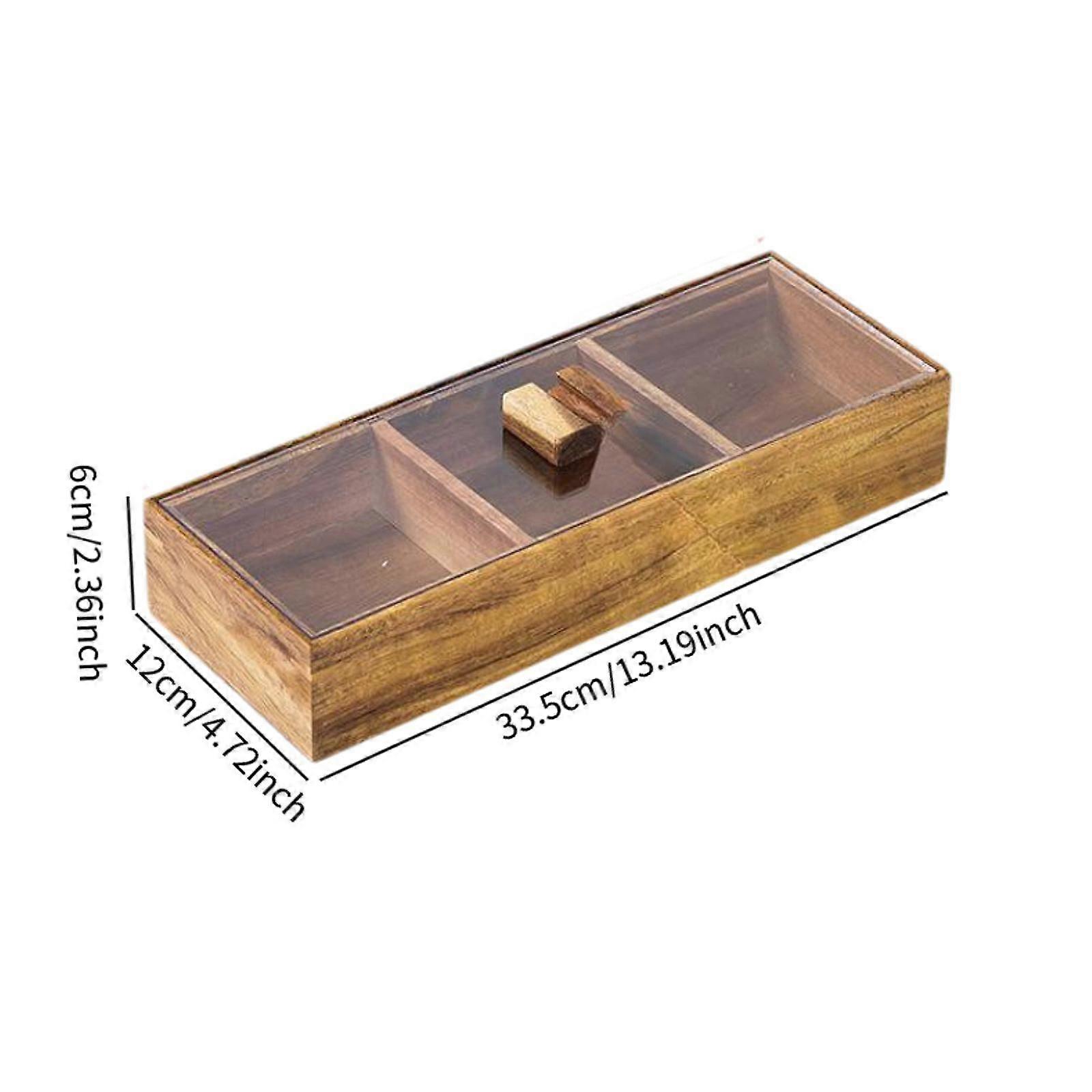 Divided Serving Tray Wood Veggie Tray Candy Bowl for Chocolate Dessert ...