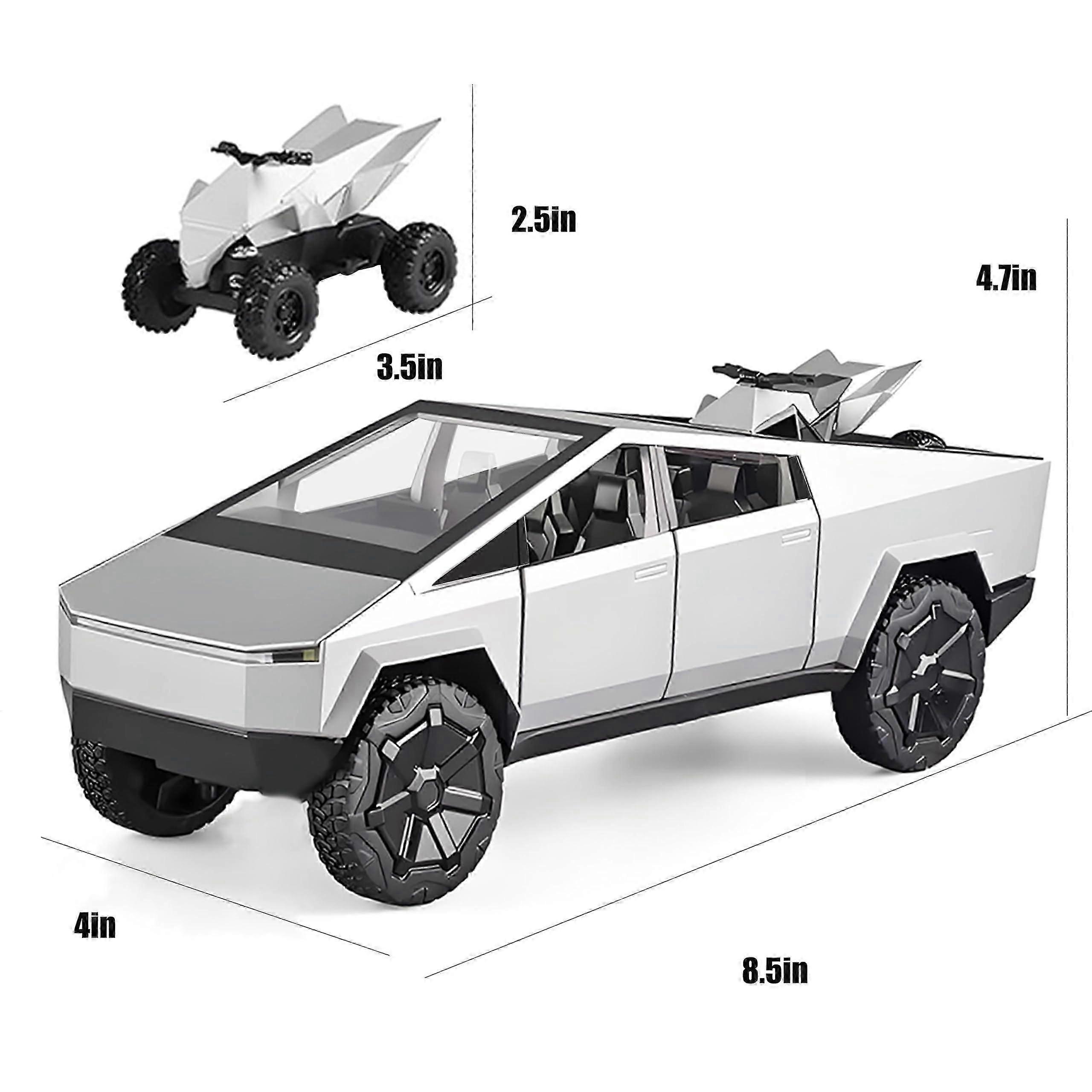 Cybertruck Toy Trucks with Motorcycle Diecast Metal Cyber Truck Model ...