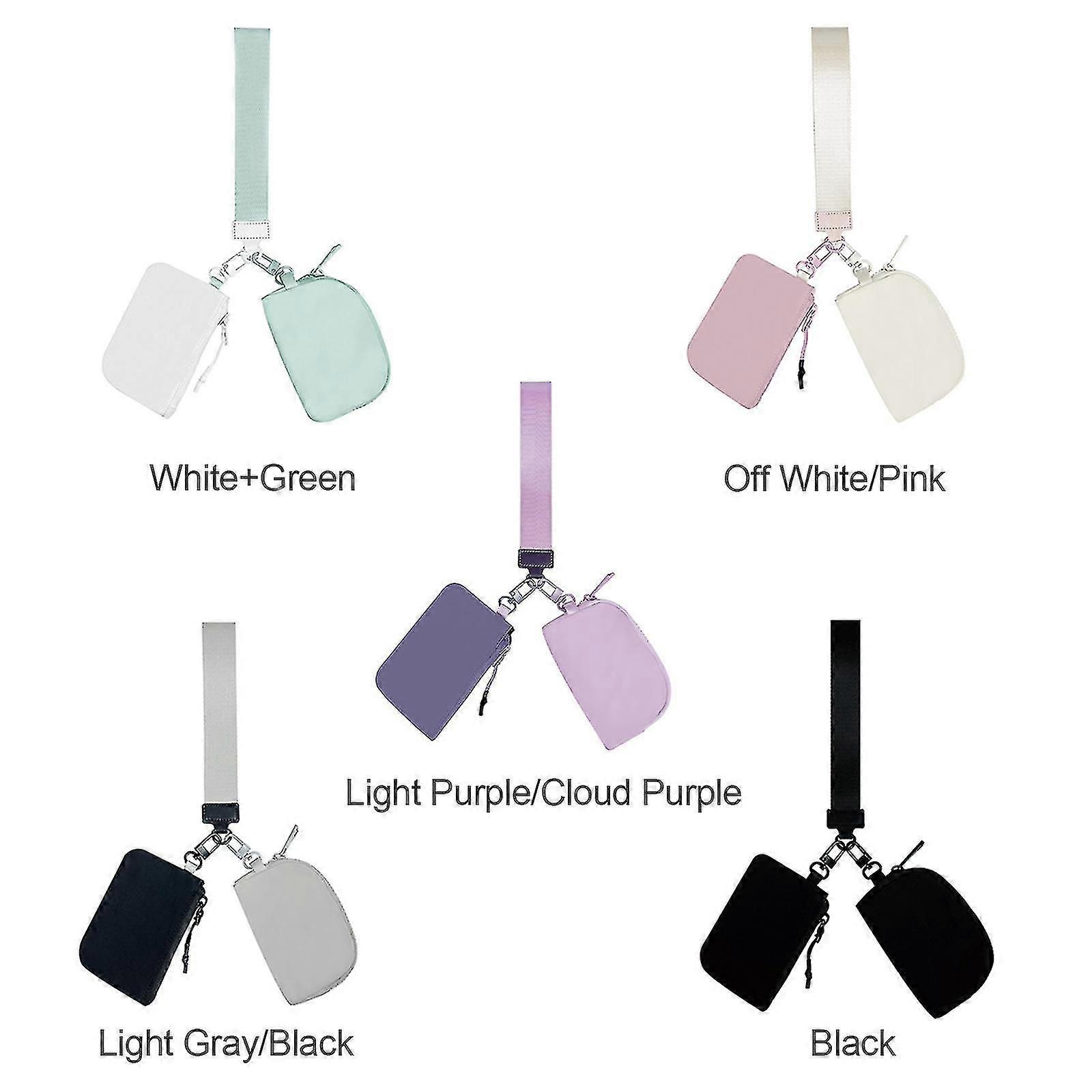 Dual Pouch Wristlet Keychain Wallet, Nylon Mini Zip Around Keychain ...