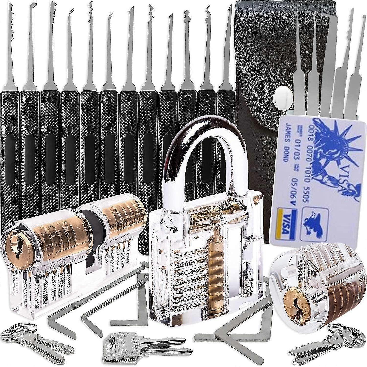 Lock Pick Set, 30-piece Lock Picking Tools, Lock Picks Kit With 3 Transparent Padlock | Fruugo UK