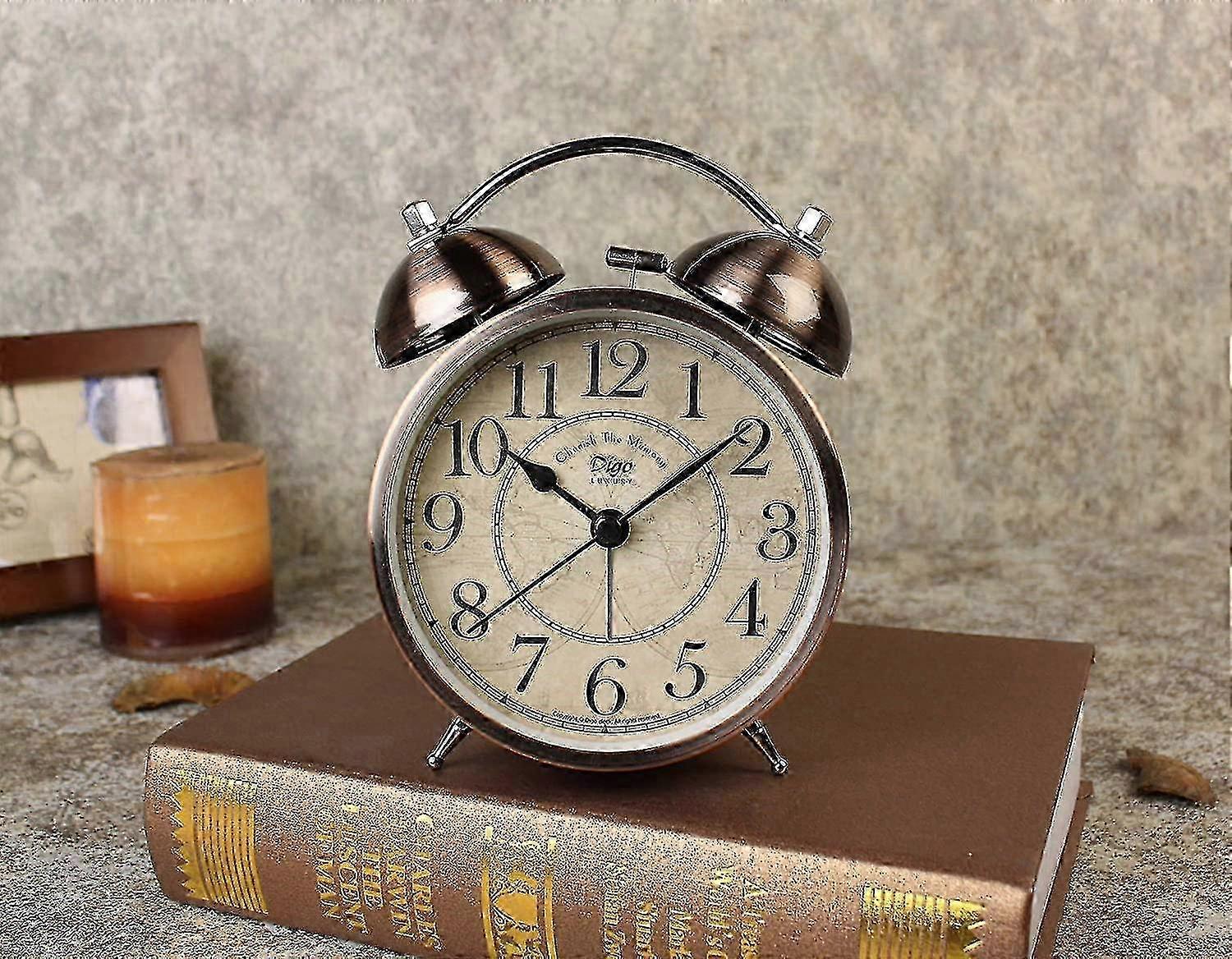 Retro Desk Clock, Loud Alarm, Non-Ticking, Bell Movement | Fruugo UK